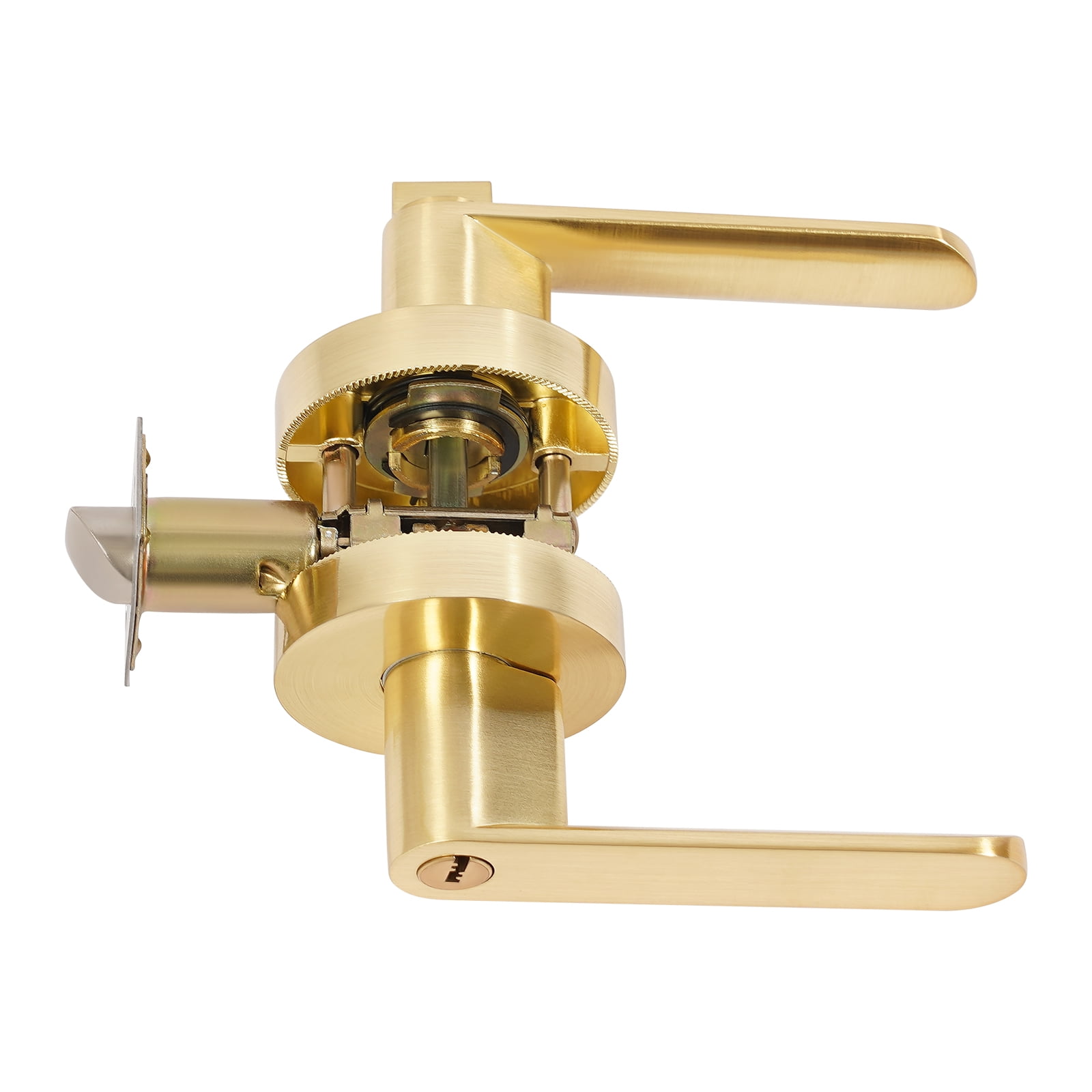 Wildnix Modern Gold Door Lock Set with Three-Lever Handle, Sturdy and ...