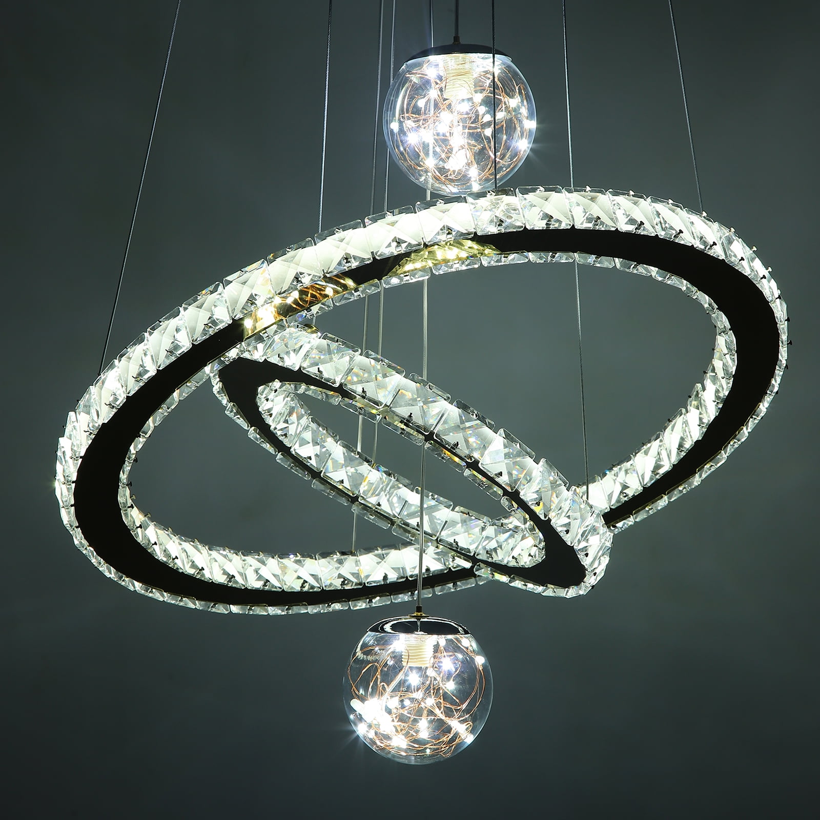 Wildnix Modern Golden Chandelier with LED Light Band, Adjustable Height ...