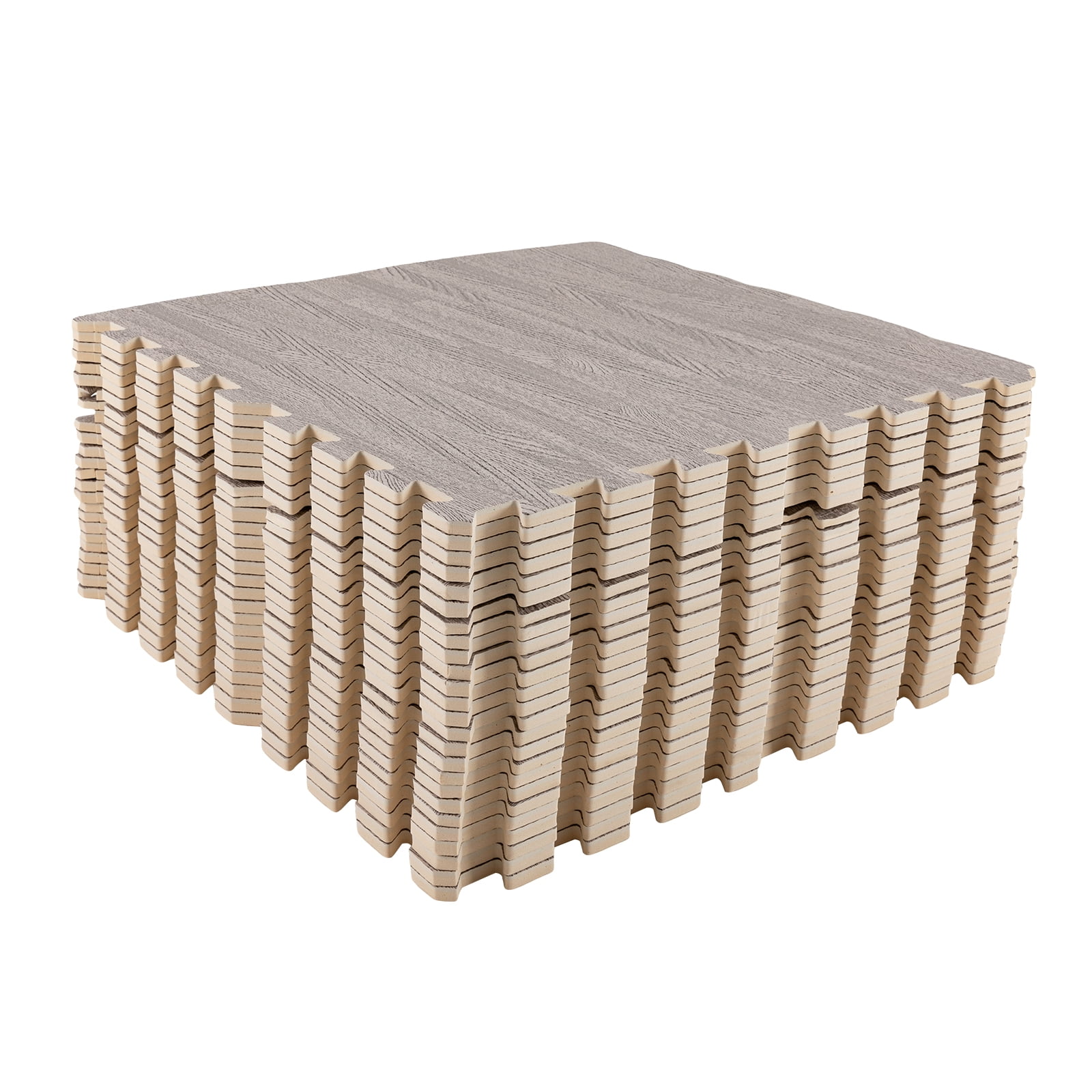 Wildnix Modern Grey Wood Grain Foam Tiles, 0.4in Thick Cushioned ...