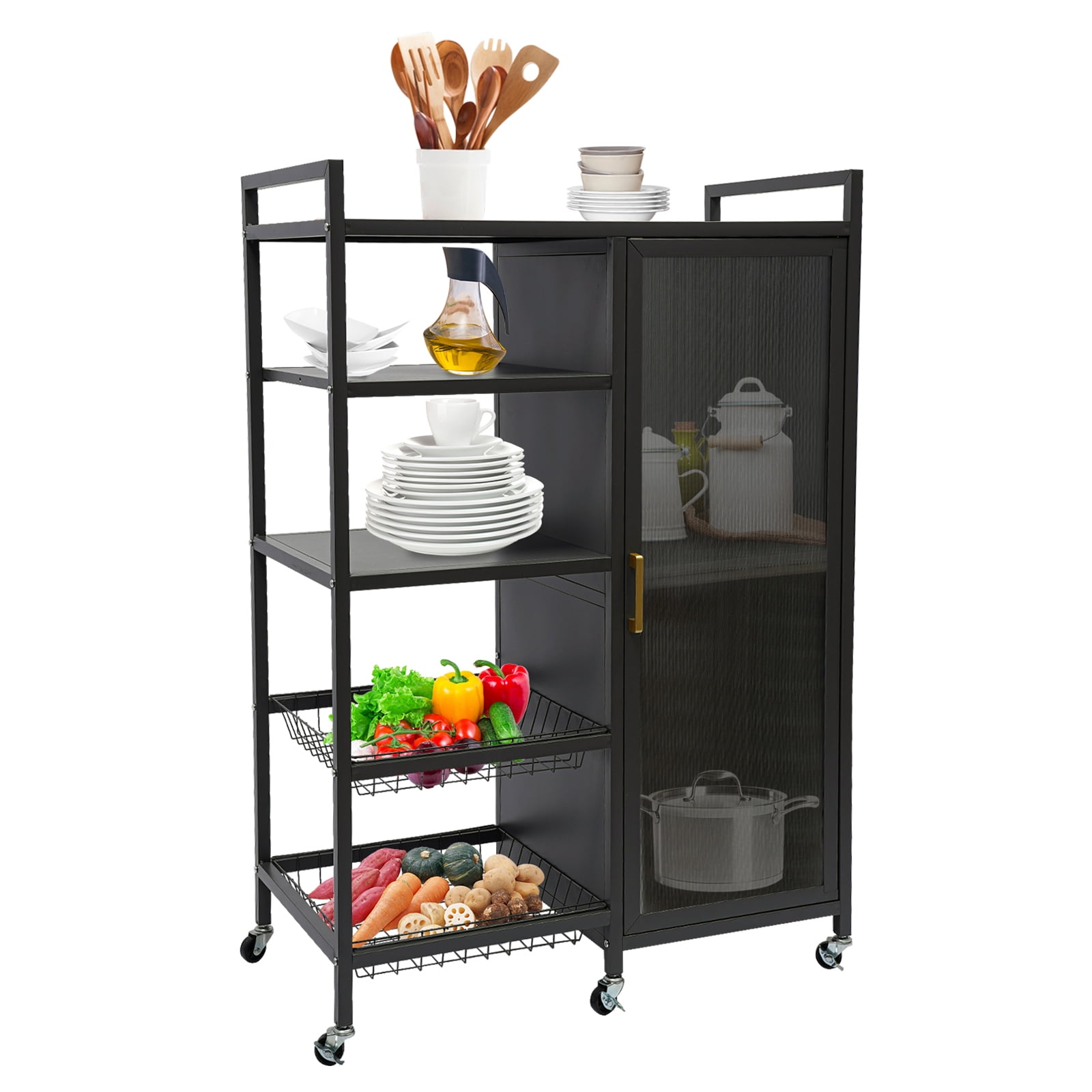 Wildnix Modern Storage Cabinet, 4-Tier Organizer with Adjustable Feet ...