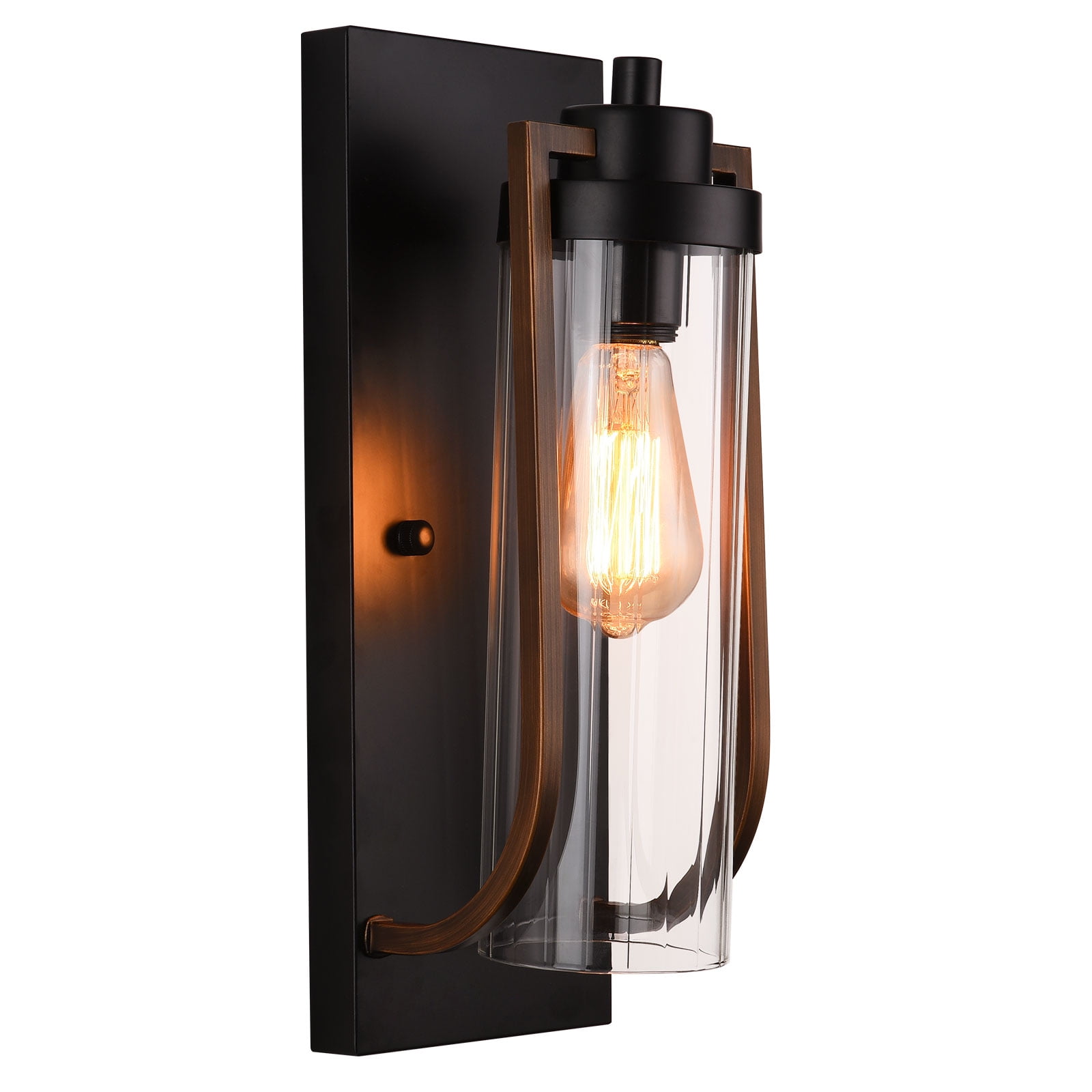 Wildnix Modern Wall Light, Black & Gold Rectangle Wall Lamp, E26 Lamp ...
