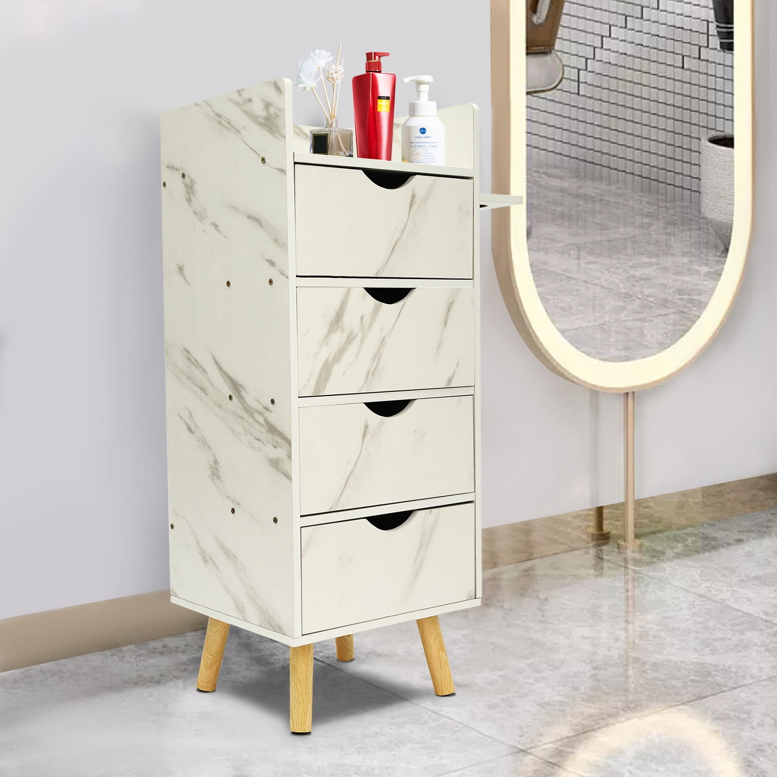 Wildnix Multi-Function Salon Storage Cabinet with 4 Drawers, 2 Hair ...