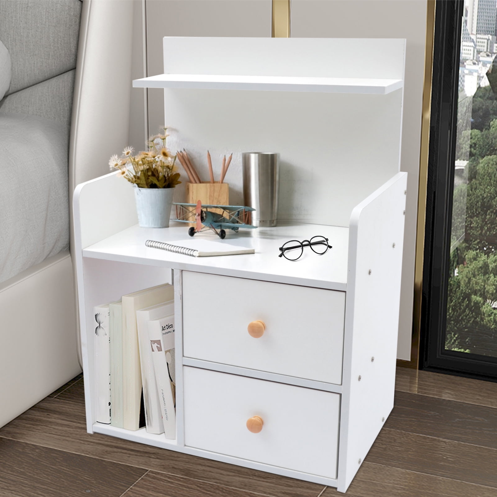 Wildnix Nightstand with Storage – 2 Drawers, Multi-Region Storage, MDF ...