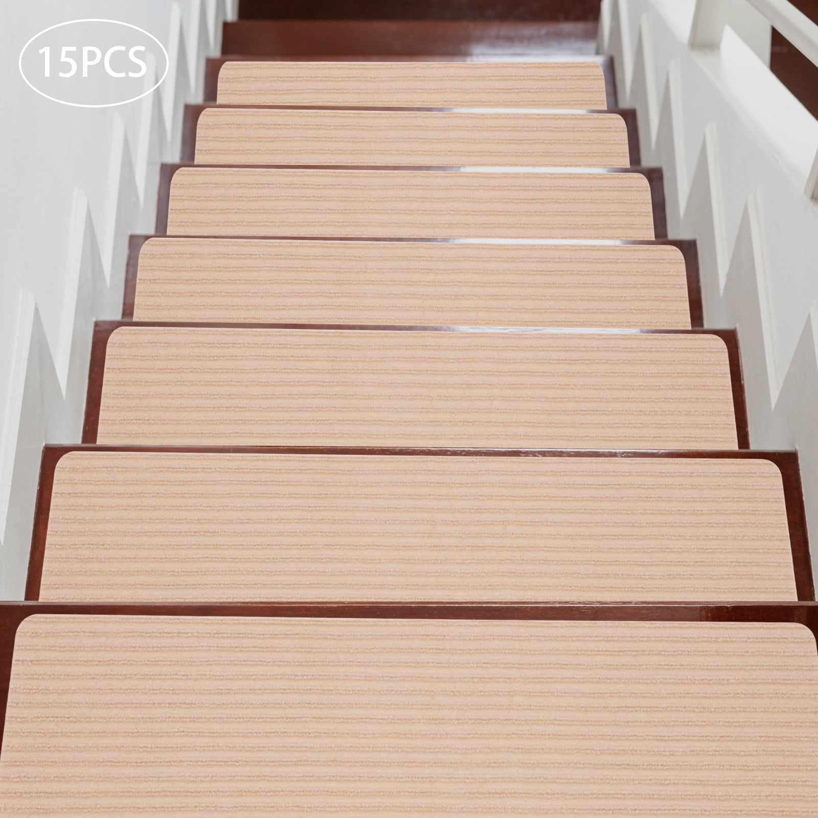 Wildnix Non-Slip Carpet Stair Treads, 15-Piece Set with Polyester Fiber ...