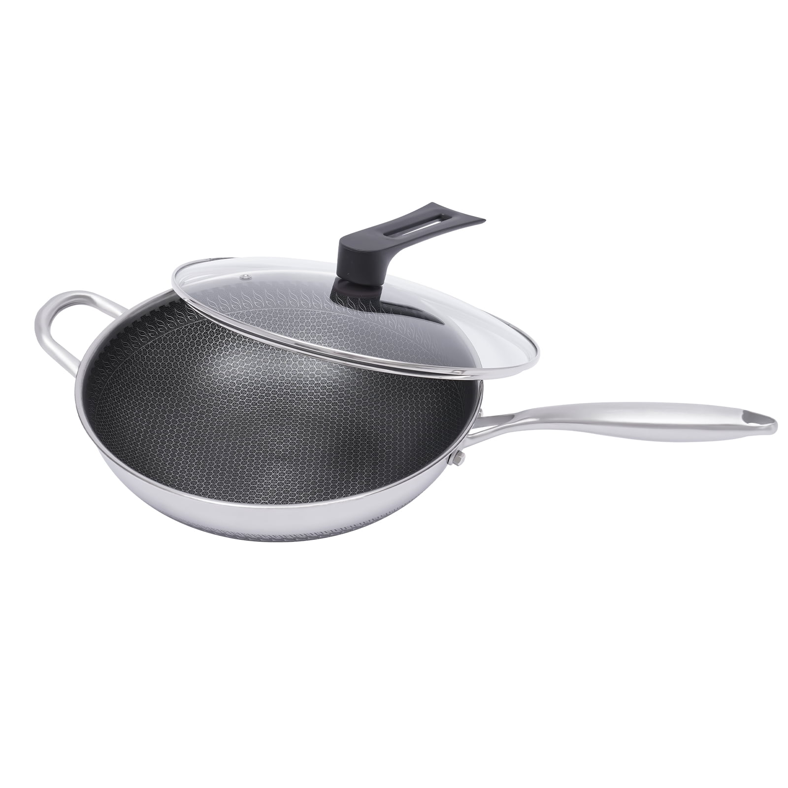 Wildnix Non-stick Wok Pan with Honeycomb Coating, Scratch-resistant and ...