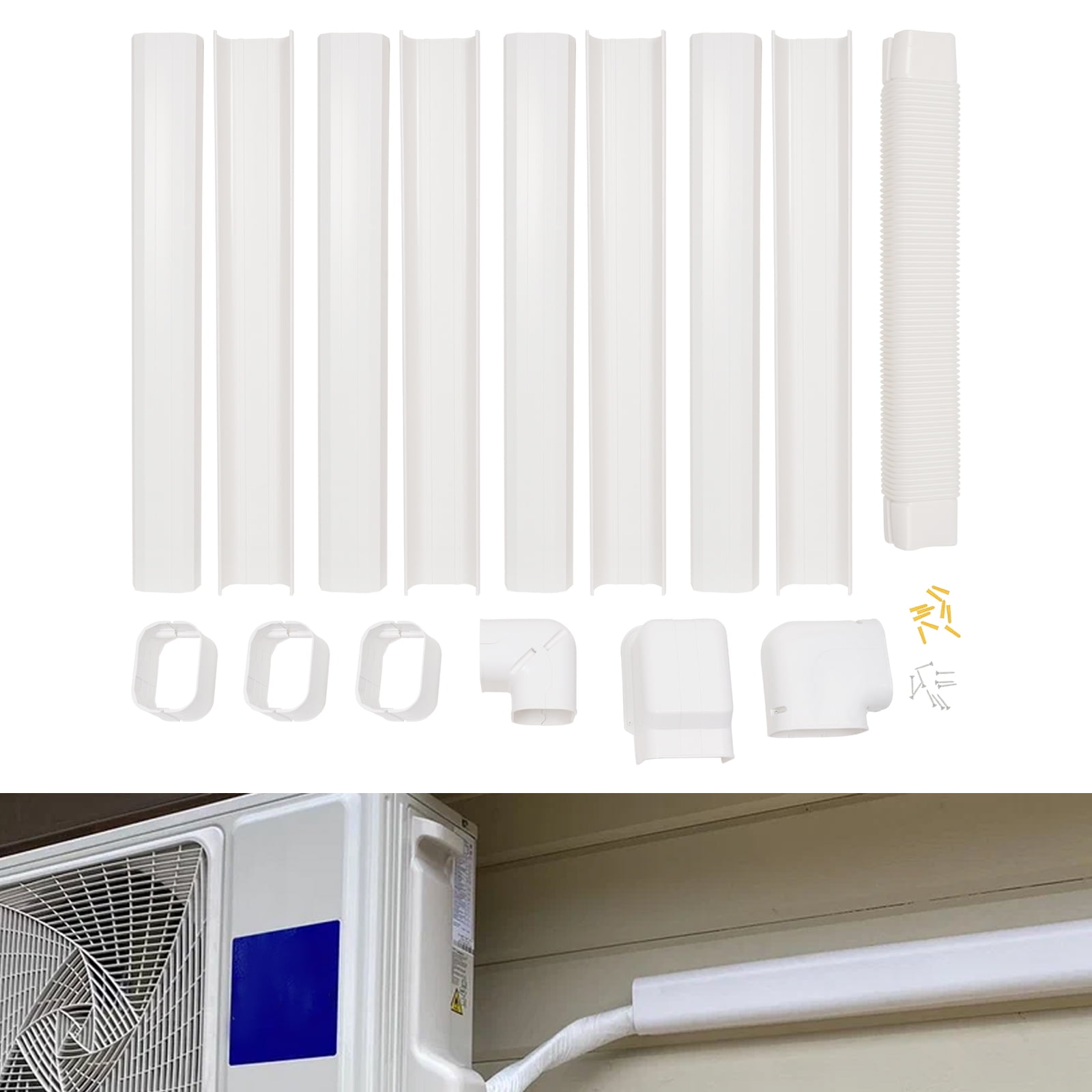 Wildnix PVC Decorative Air Conditioner Line Cover Kit with Flexible ...