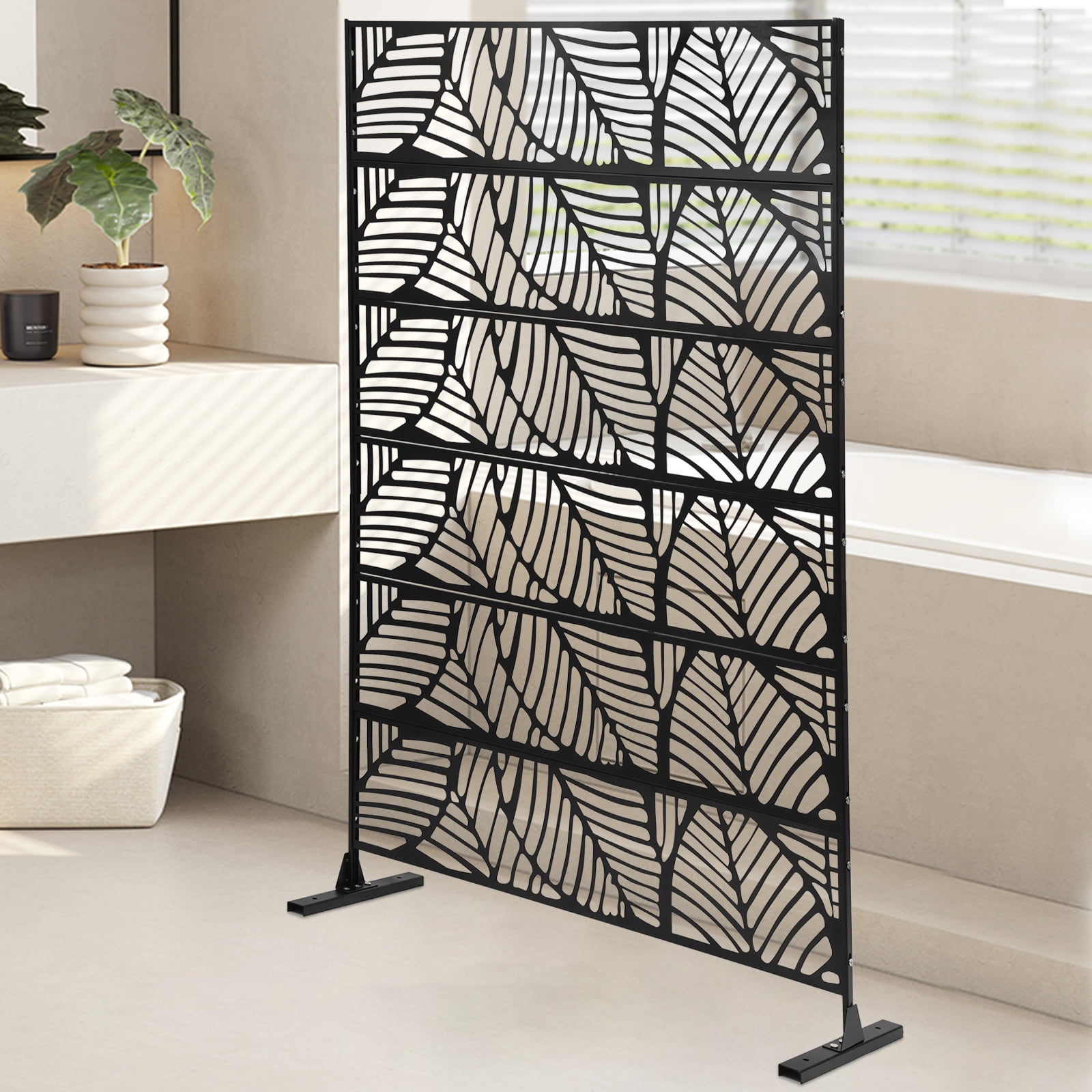 Wildnix Patio Privacy Screen, 3.72 * 5.94ft, Black Geometric Design ...