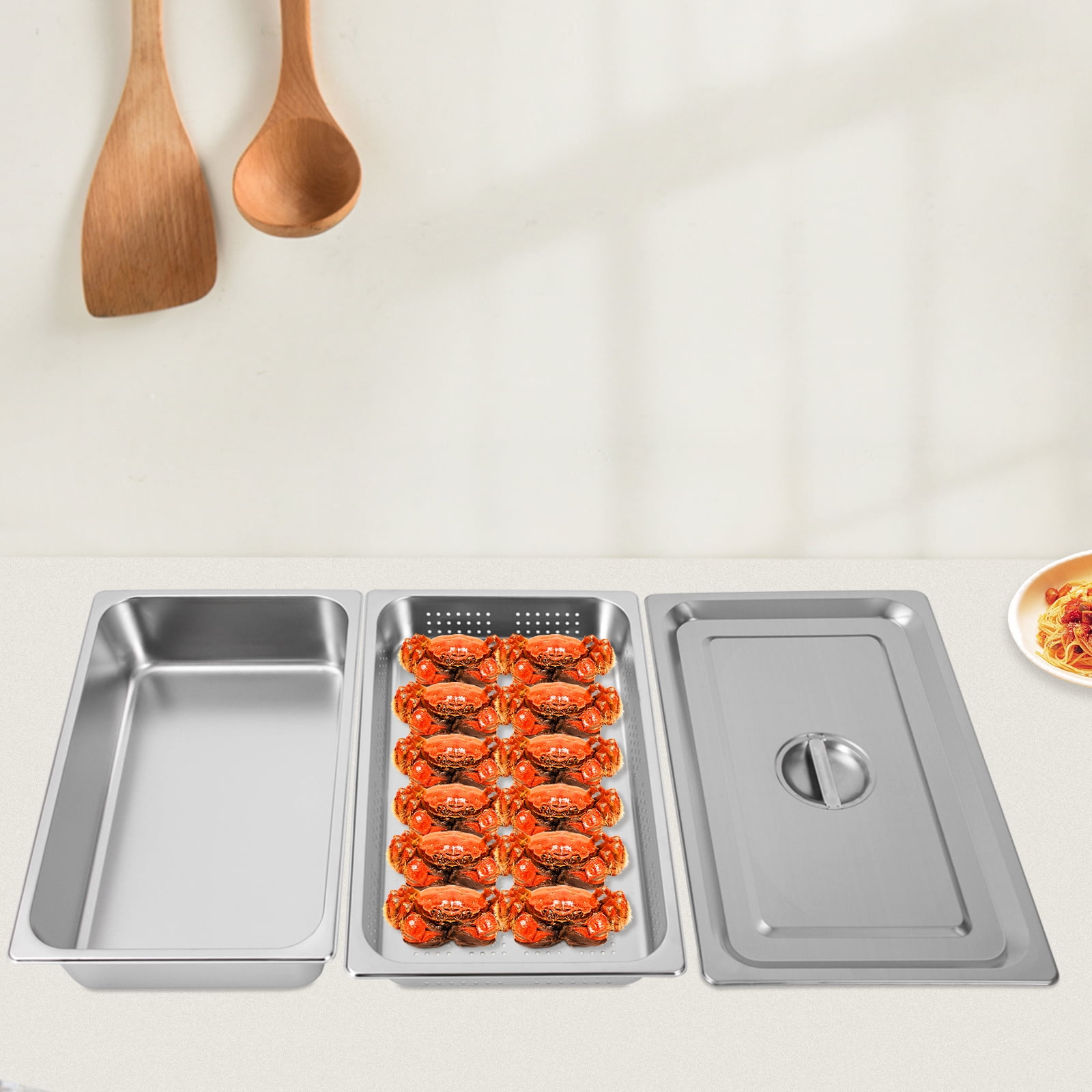 Wildnix Perforated Steam Pan Set with Lid and Steam Table Pan, 201 ...