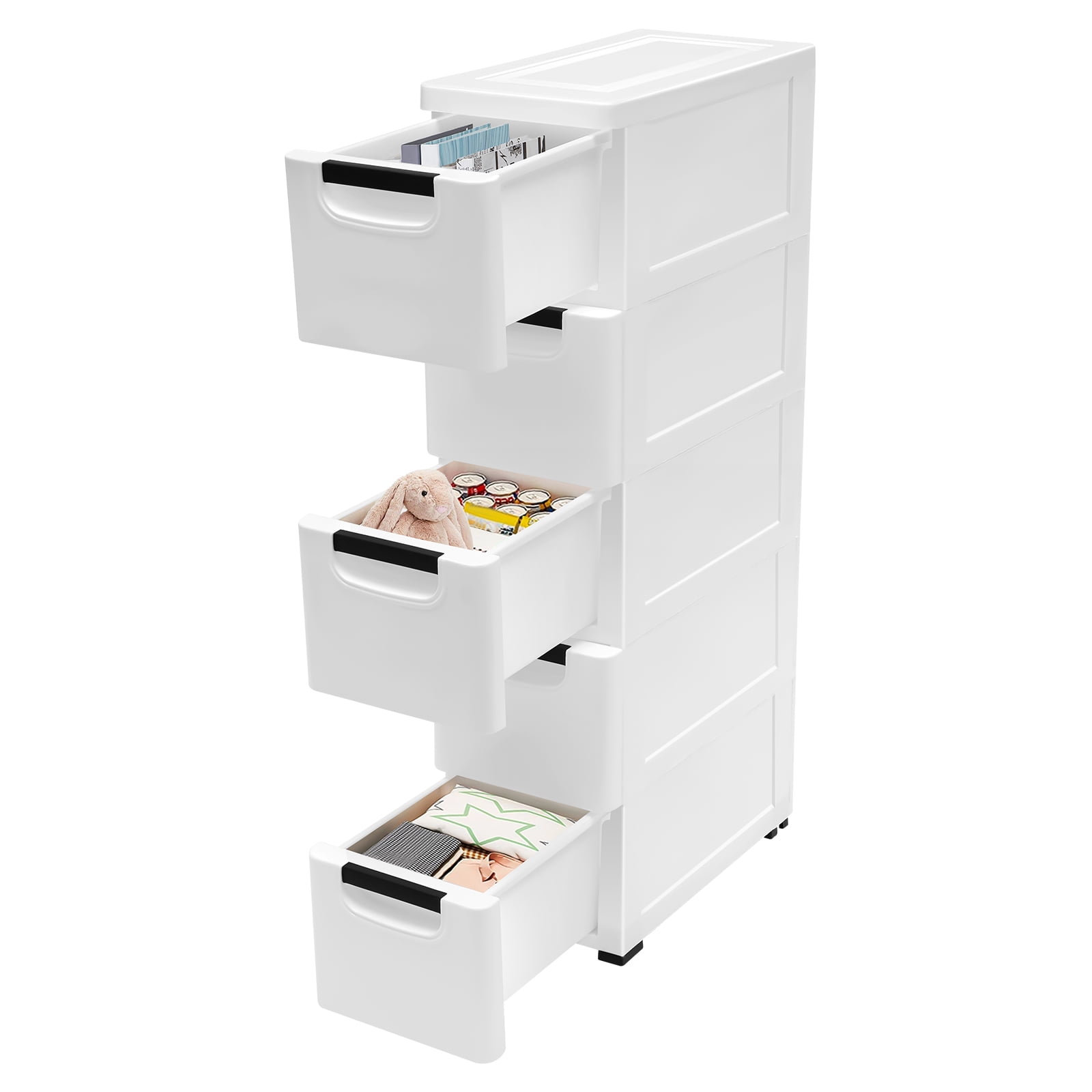 Wildnix Plastic Drawers Dresser with 5 Spacious Compartments, Durable ...