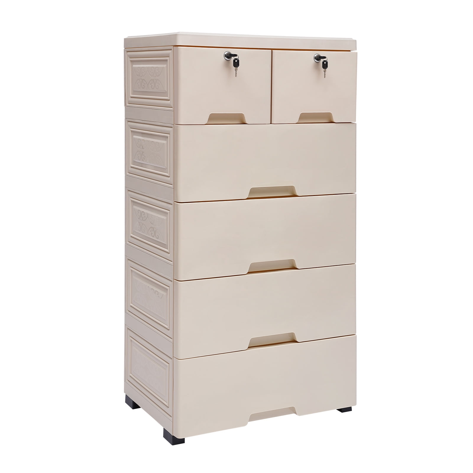 Wildnix Plastic Drawers Dresser with 6 Drawers-Stackable Storage ...