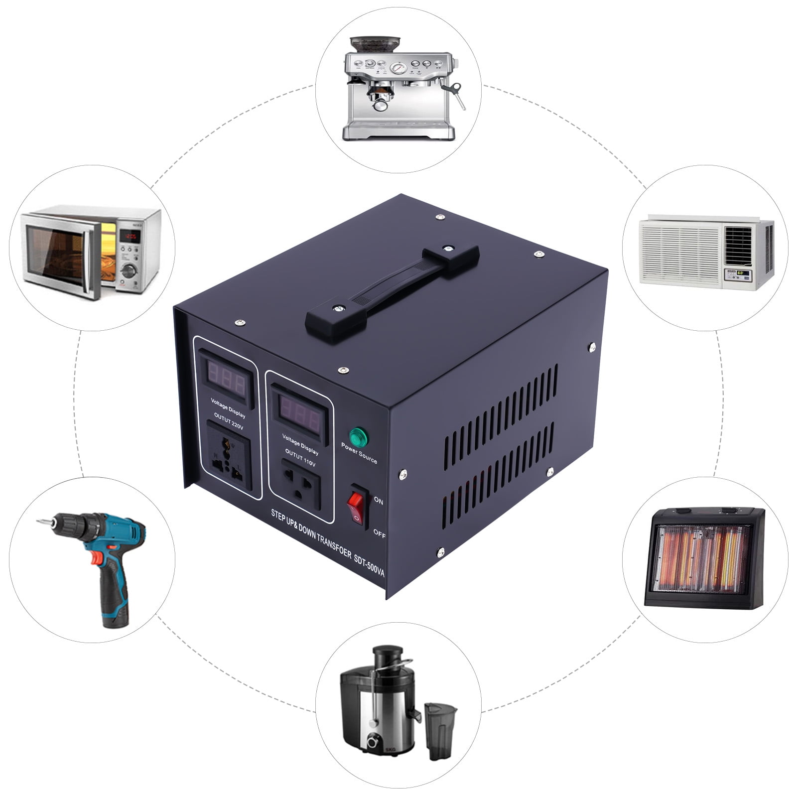 Wildnix Power Transformer with 500W Capacity, Voltage Switching Between ...