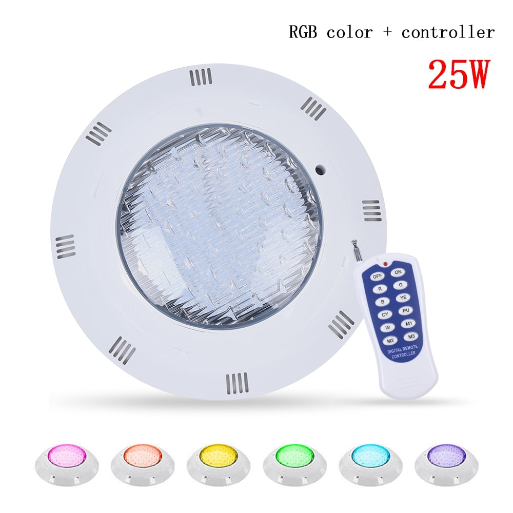 Wildnix RGB LED Pool Light with Remote Control, IP68 Waterproof, 25W ...
