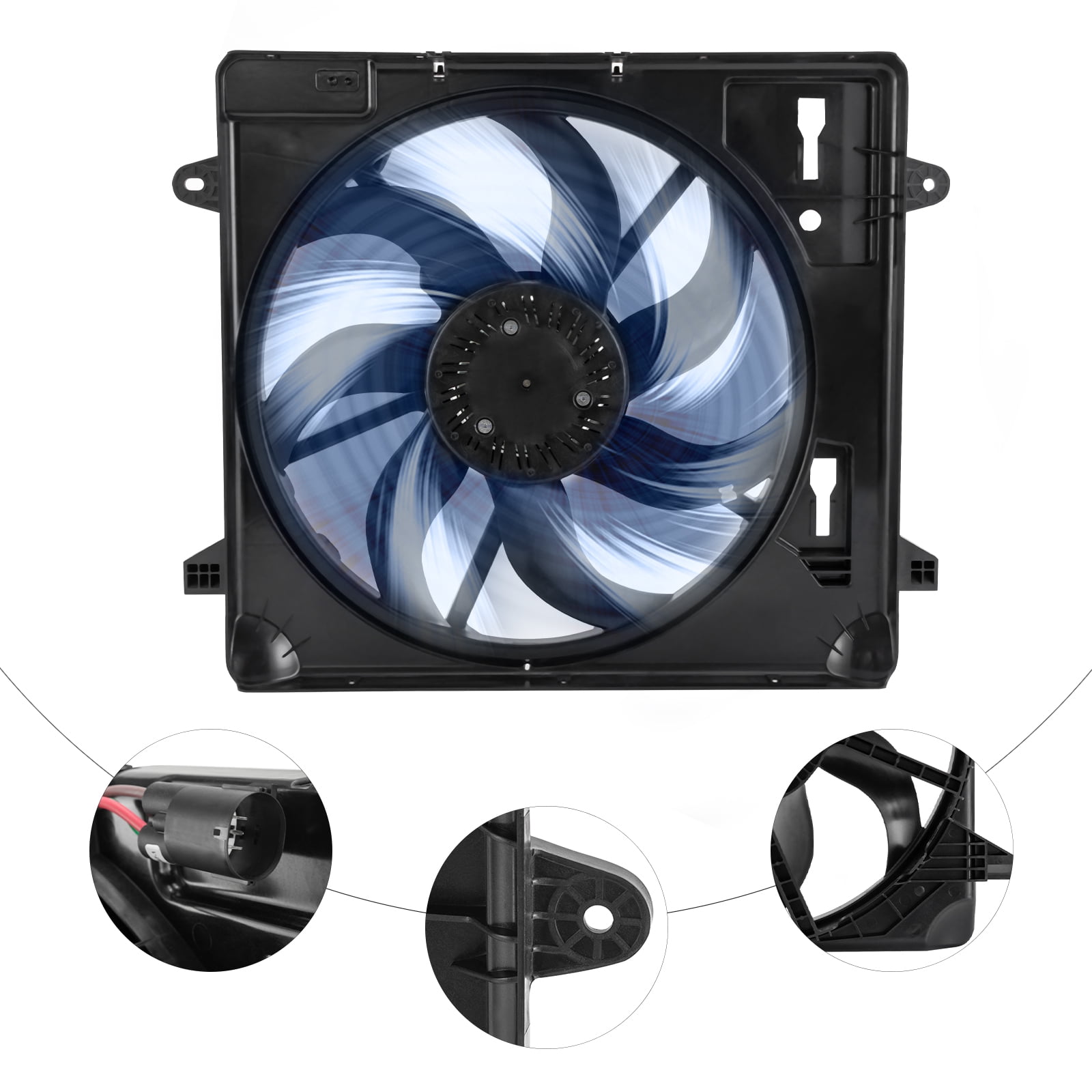 Wildnix Radiator Cooling Fan Assembly for 2012-2018 Jeep Wrangler, 7 ...