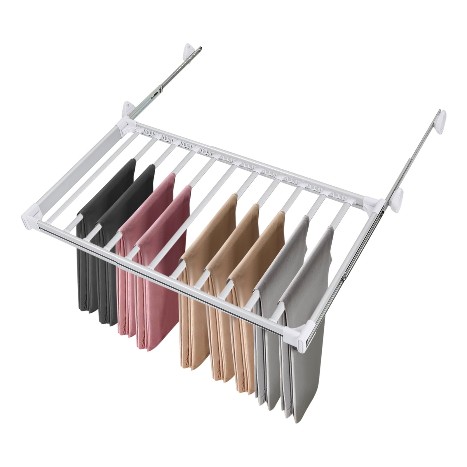 Wildnix Retractable Pull-Out Wardrobe Trouser Rack, Sliding Rail Design ...