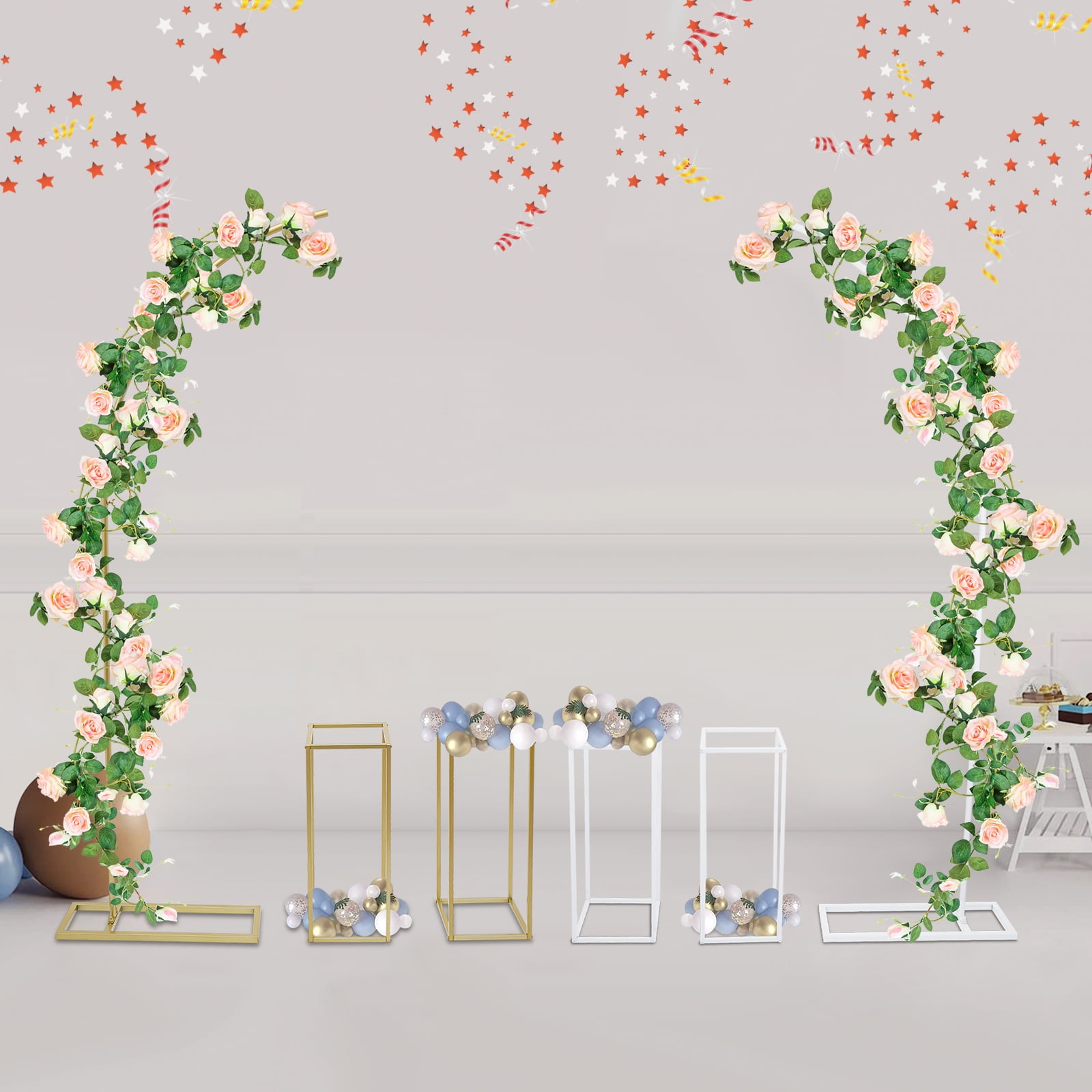 Wildnix Roadway Wedding Stand Set of 3, Sturdy Steel Frame, Gold/White ...