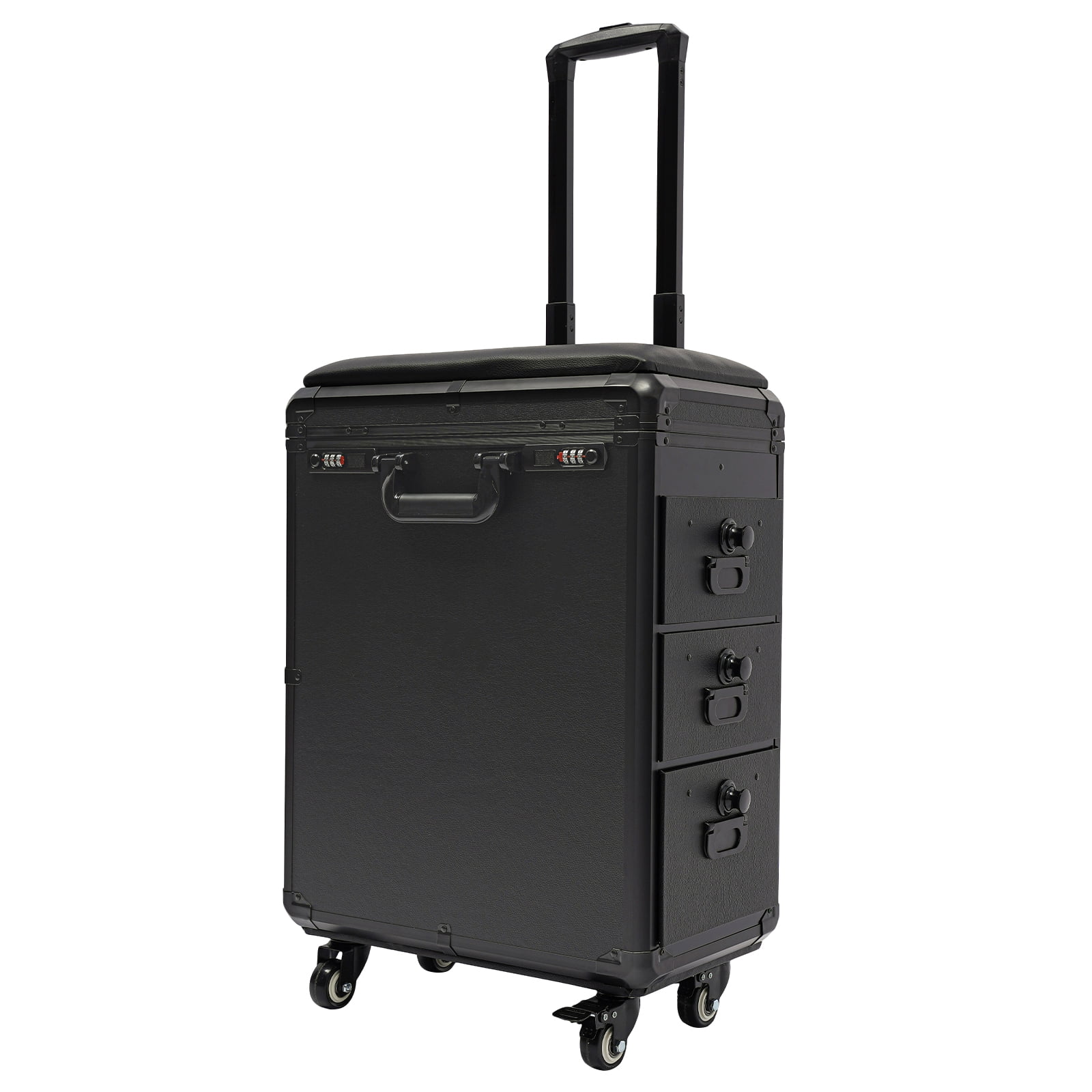 Wildnix Rolling Makeup Train Case with 3 Drawers, Large Capacity ...