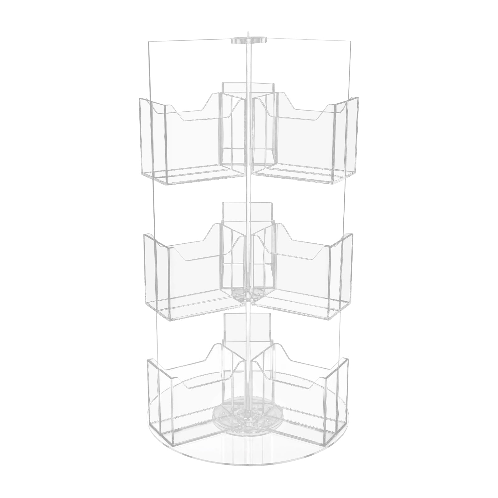 Wildnix Rotating Brochure Holder, 3-Tier Acrylic Design, 18 Pockets, 10 ...