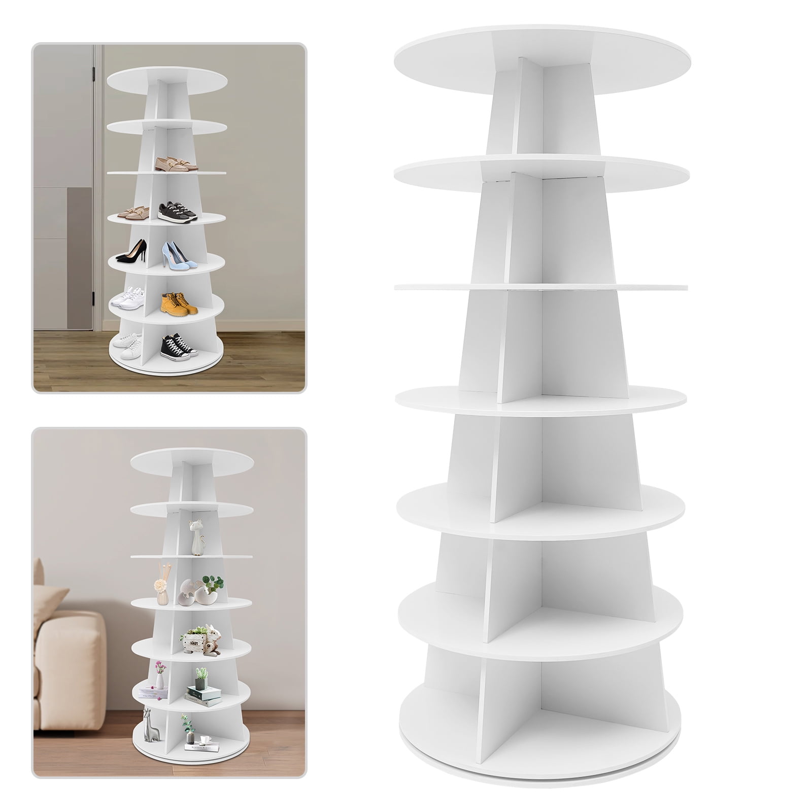 Wildnix Rotating Shoe Rack, 7-Tier Shoe Cabinet, 360° Free Rotation ...