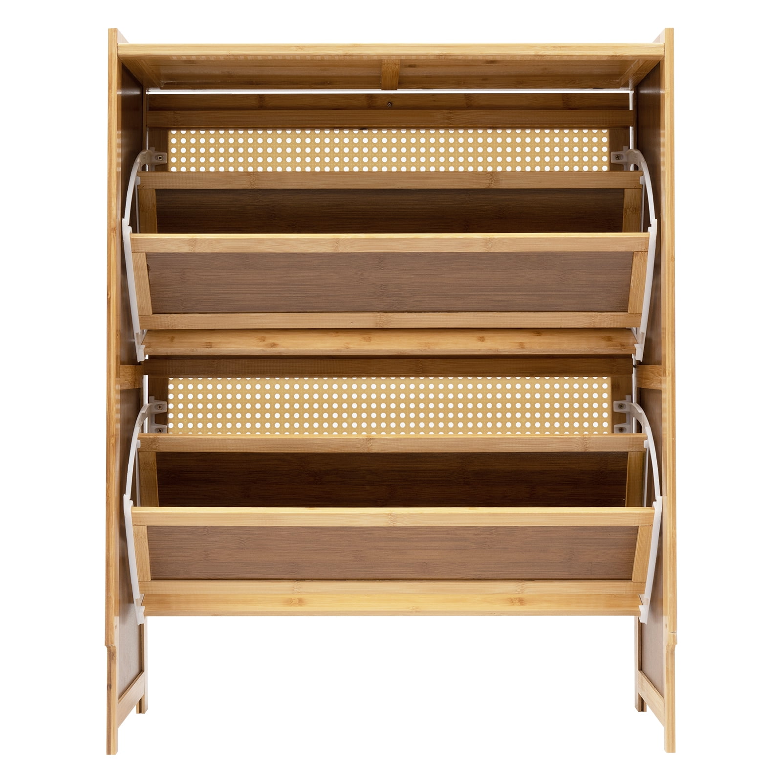 Wildnix Shoe Cabinet, High-End Bamboo with Varnish, 4-Tier Storage with ...
