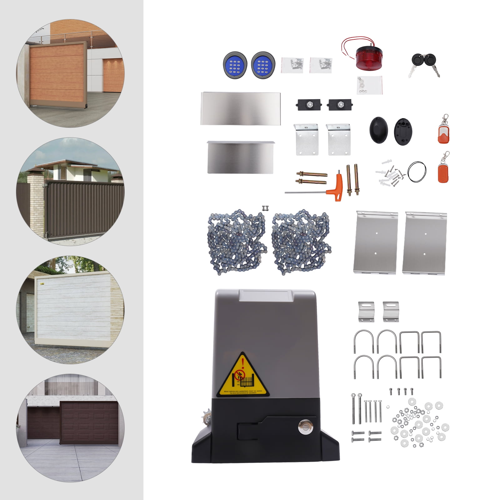 Wildnix Sliding Gate Opener with Remote Control, 2500lbs Pulling Force ...