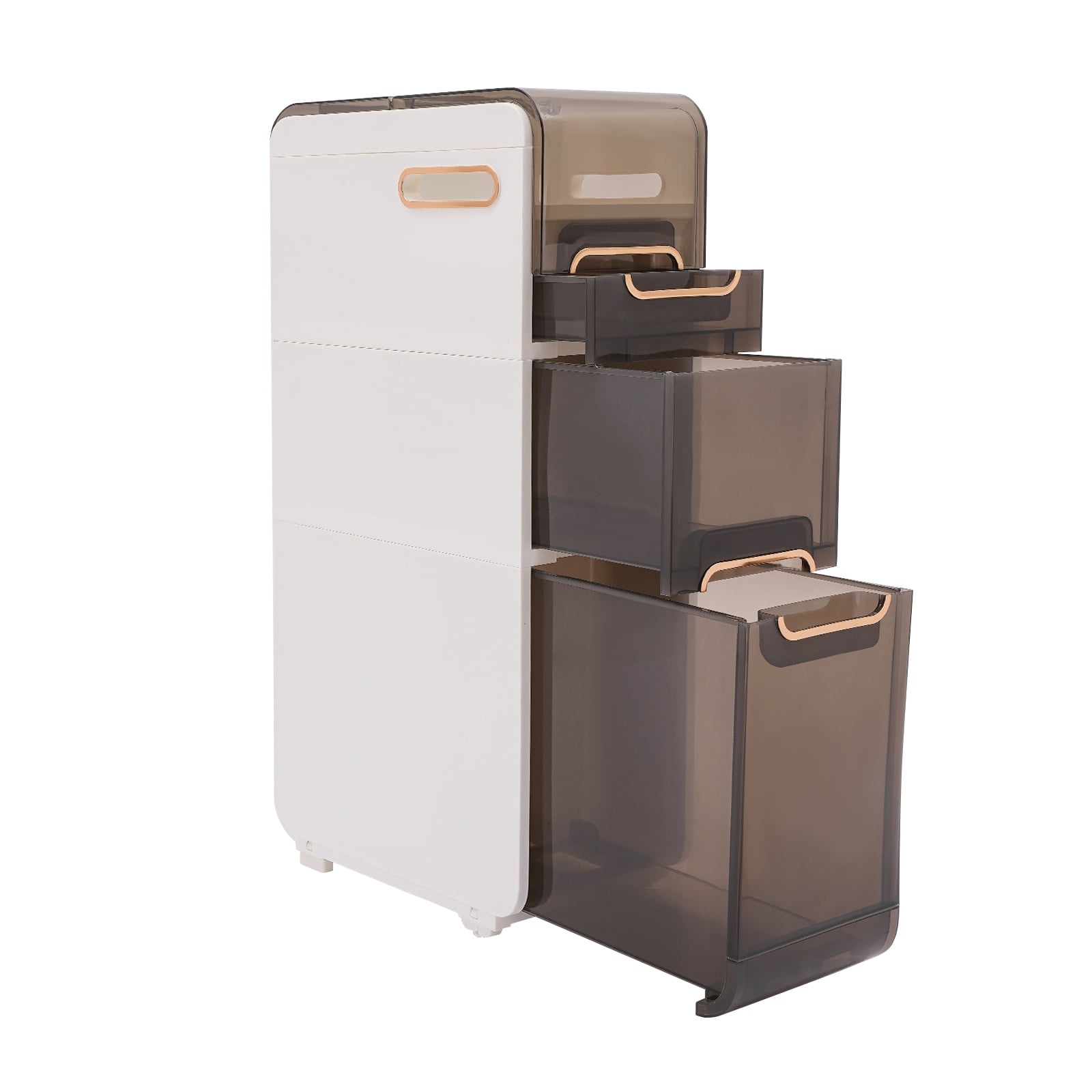 Wildnix Slim Bathroom Floor Cabinet with 3 Drawers, Translucent Panels ...