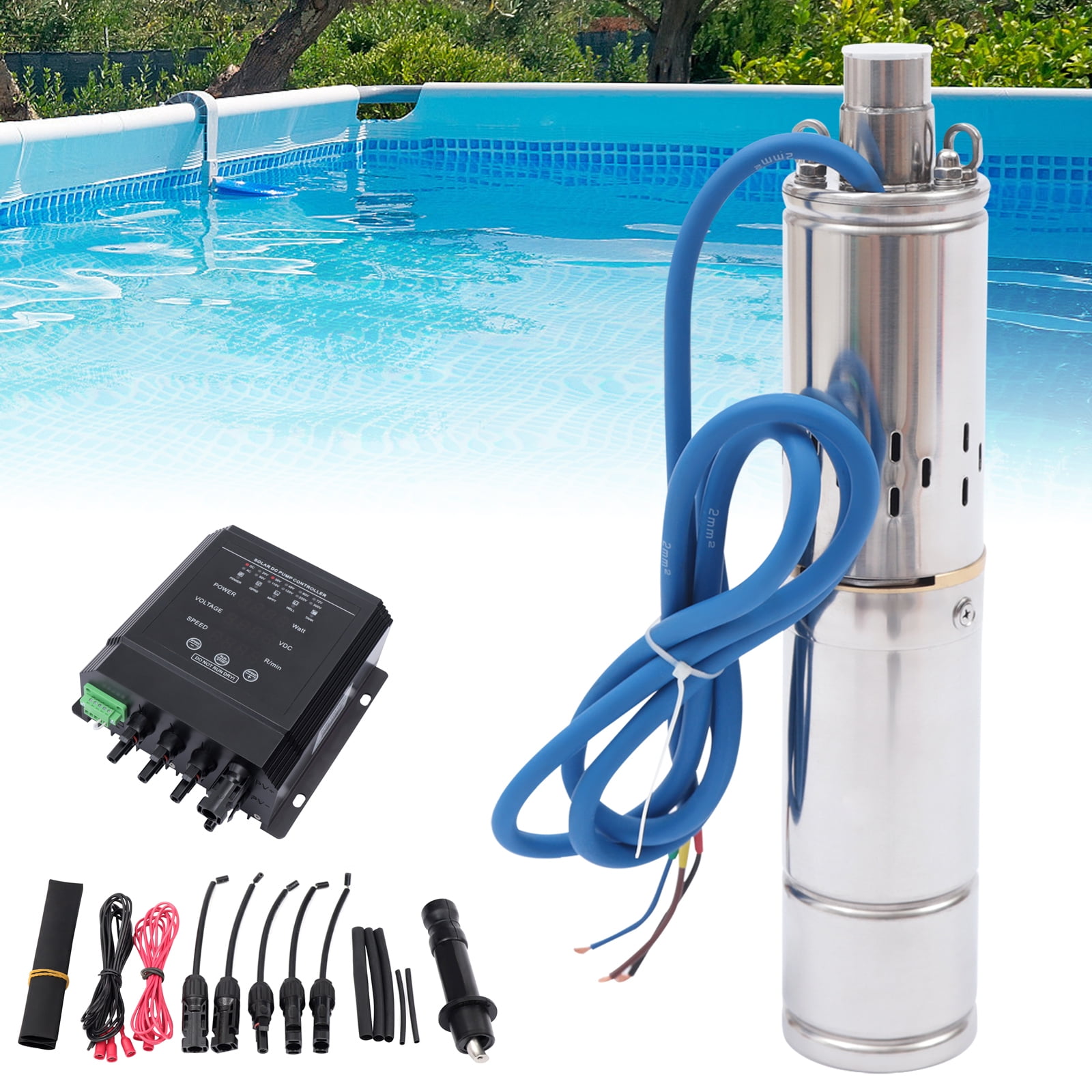 Wildnix Solar-Powered Submersible Water Pump, Stainless Steel, 400W ...