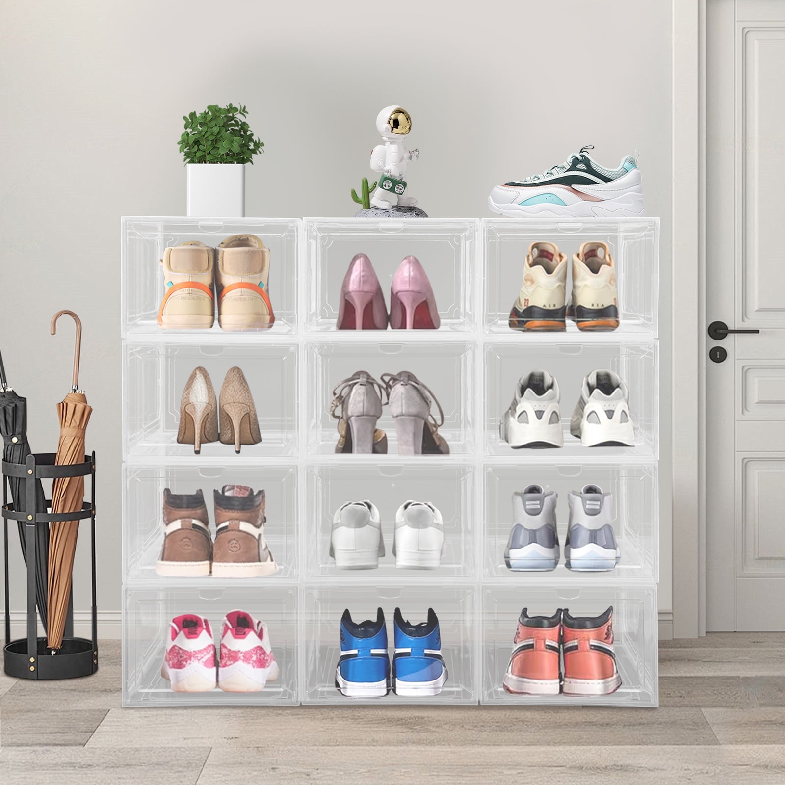 Wildnix Stackable Shoe Boxes Set of 12, Clear PP and Acrylic Storage ...