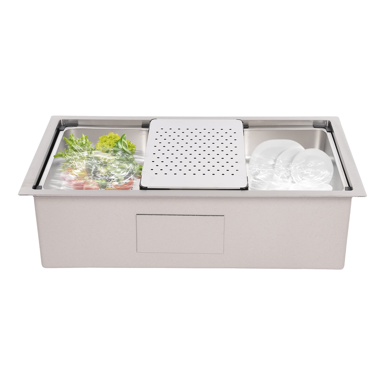 Wildnix Stainless Steel Kitchen Sink with Draining Basket, Inner Basin ...