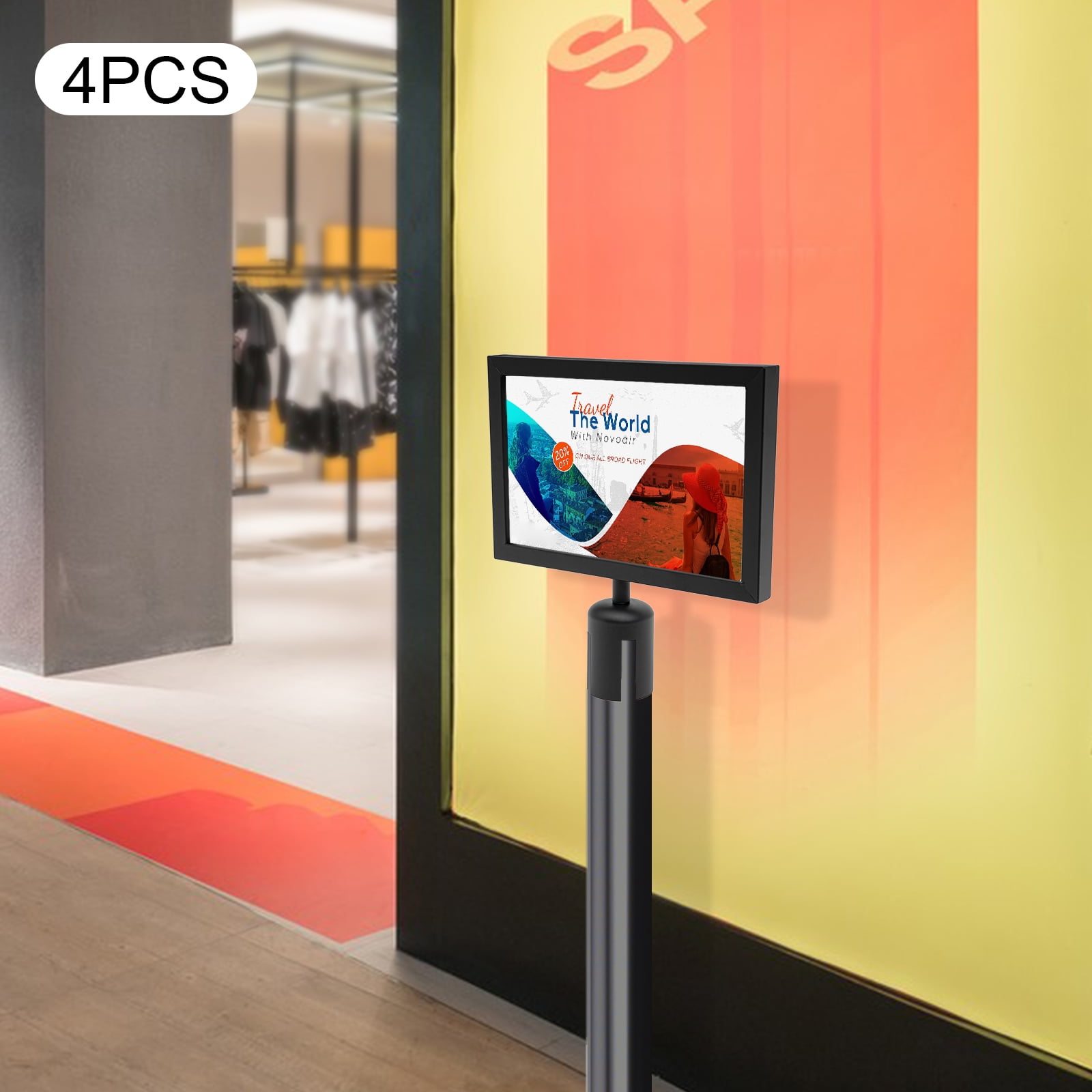 Wildnix Stanchion Sign Holder with Dual-Sided Clear Cover, Easy Poster ...