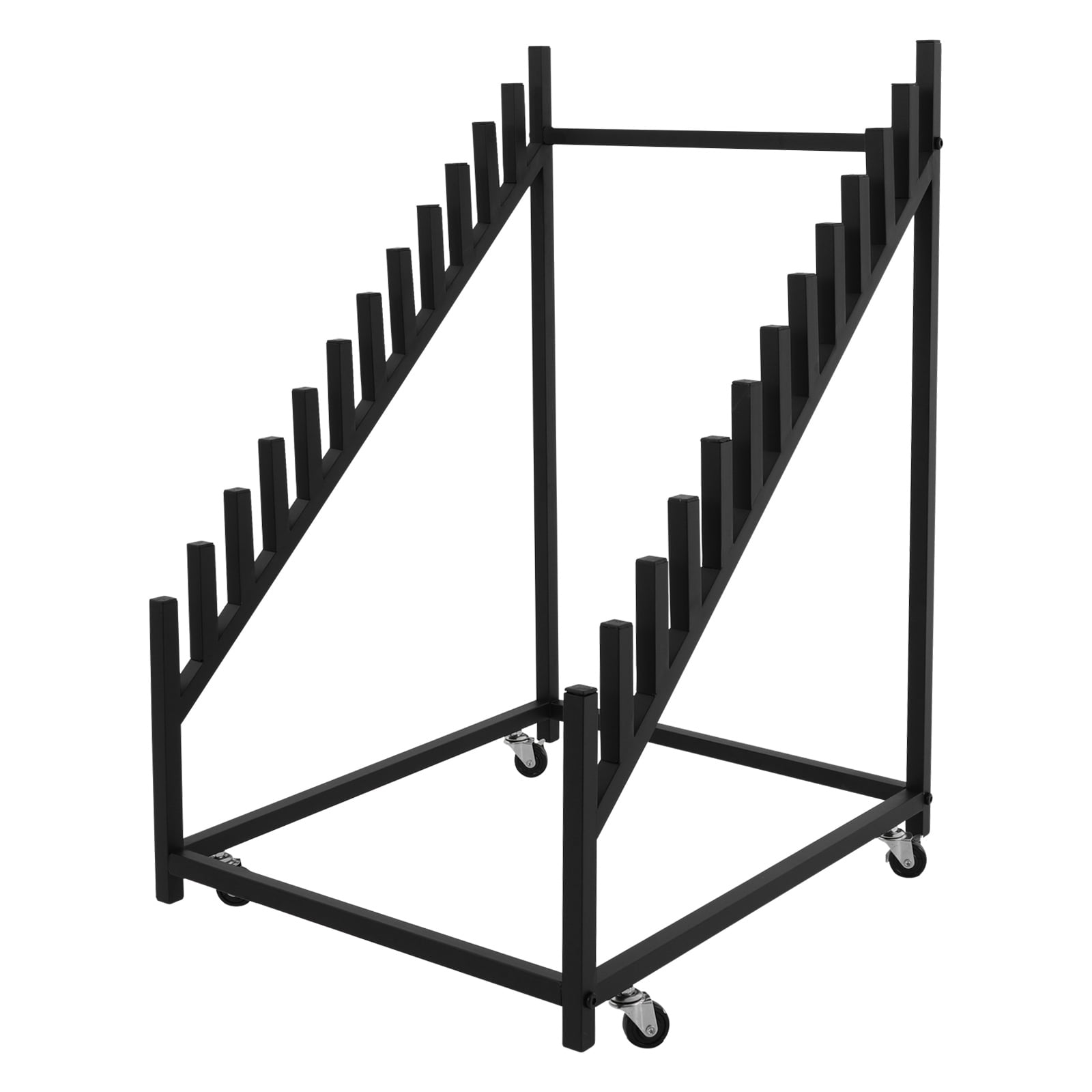 Wildnix Sturdy Iron Tile Display Rack with 12 Shelves, 4 Wheels (2 with ...