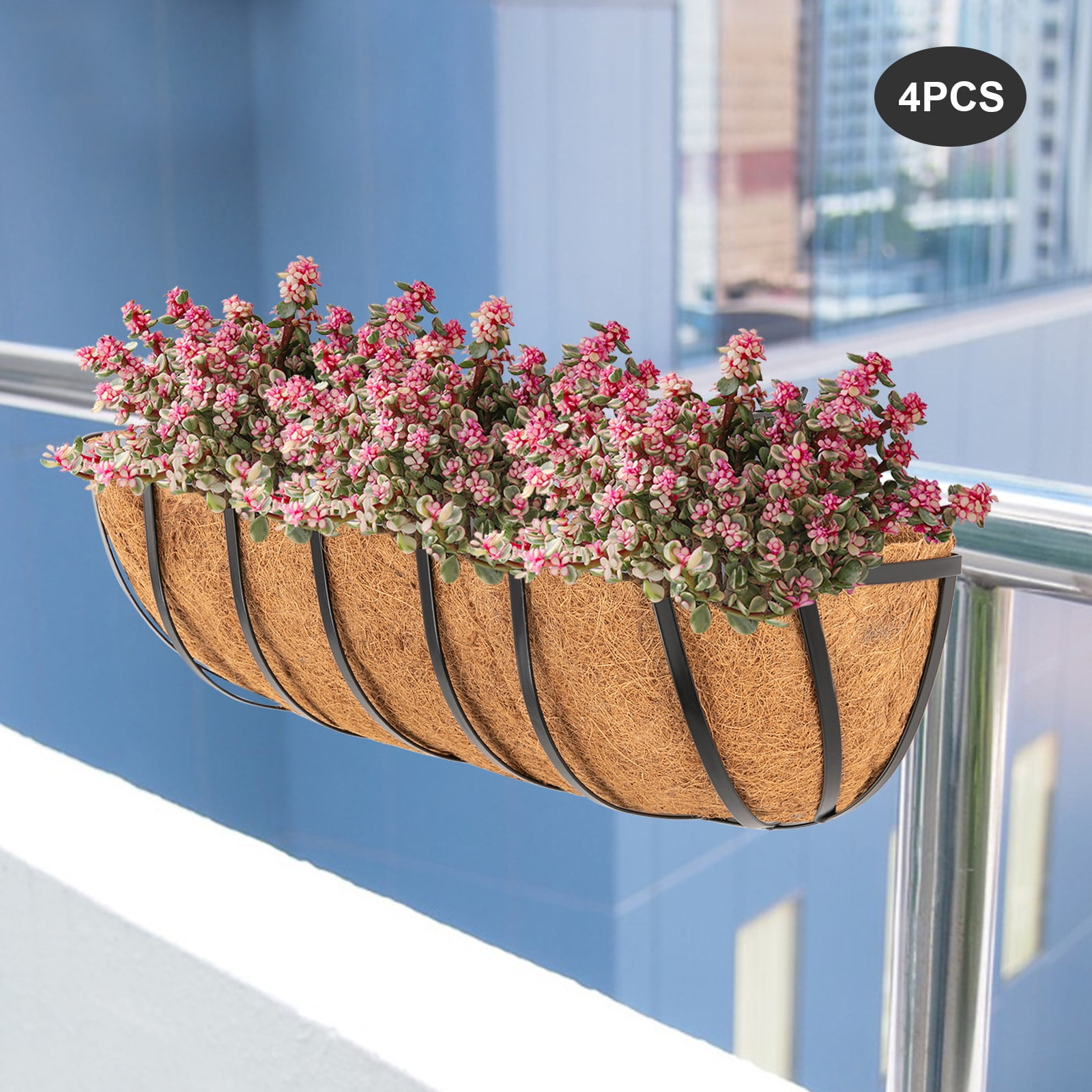 Wildnix Sturdy Iron Window Boxes Set of 4, Adjustable Width, High ...