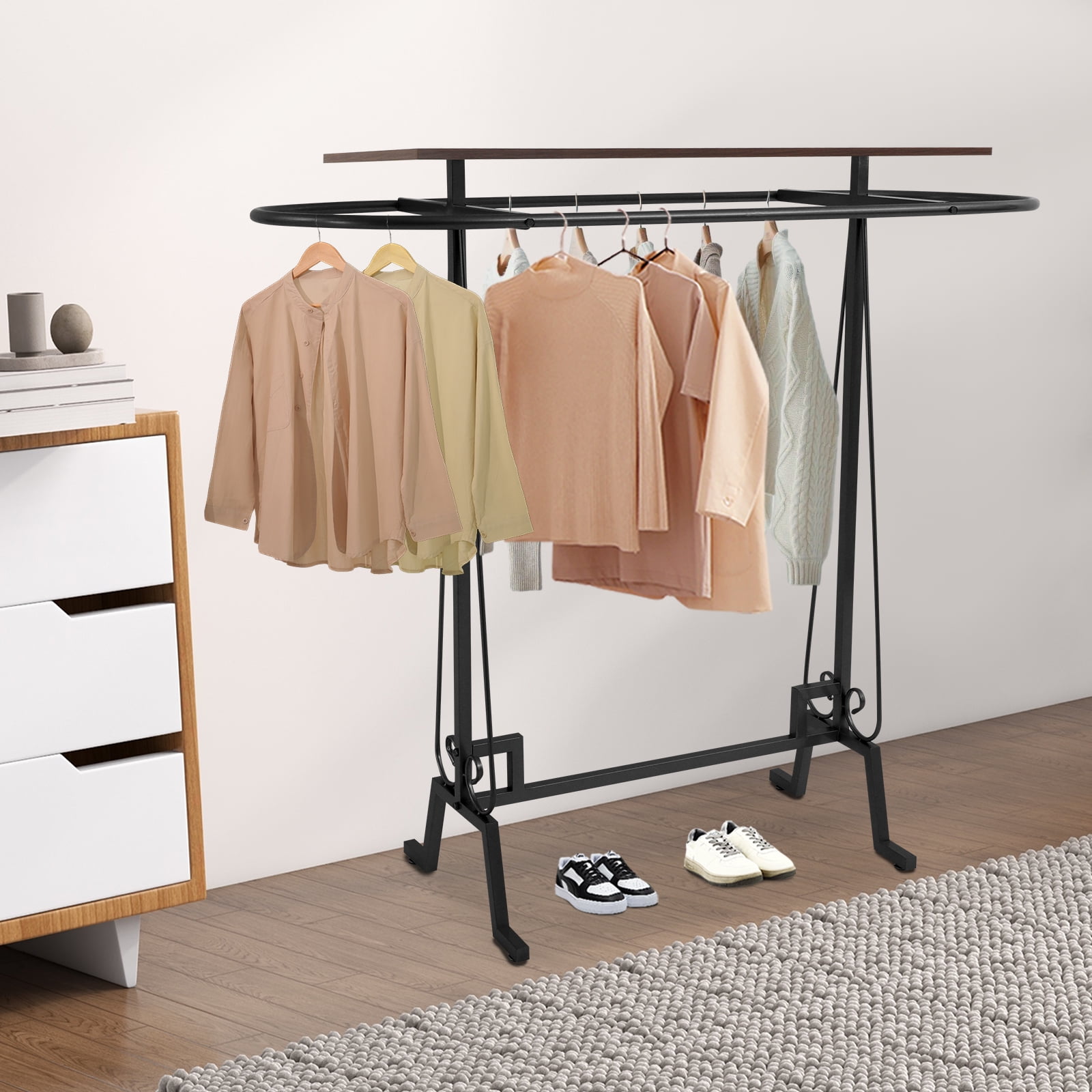 Wildnix Stylish Black Clothing Display Rack with Adjustable Anti-Slip ...
