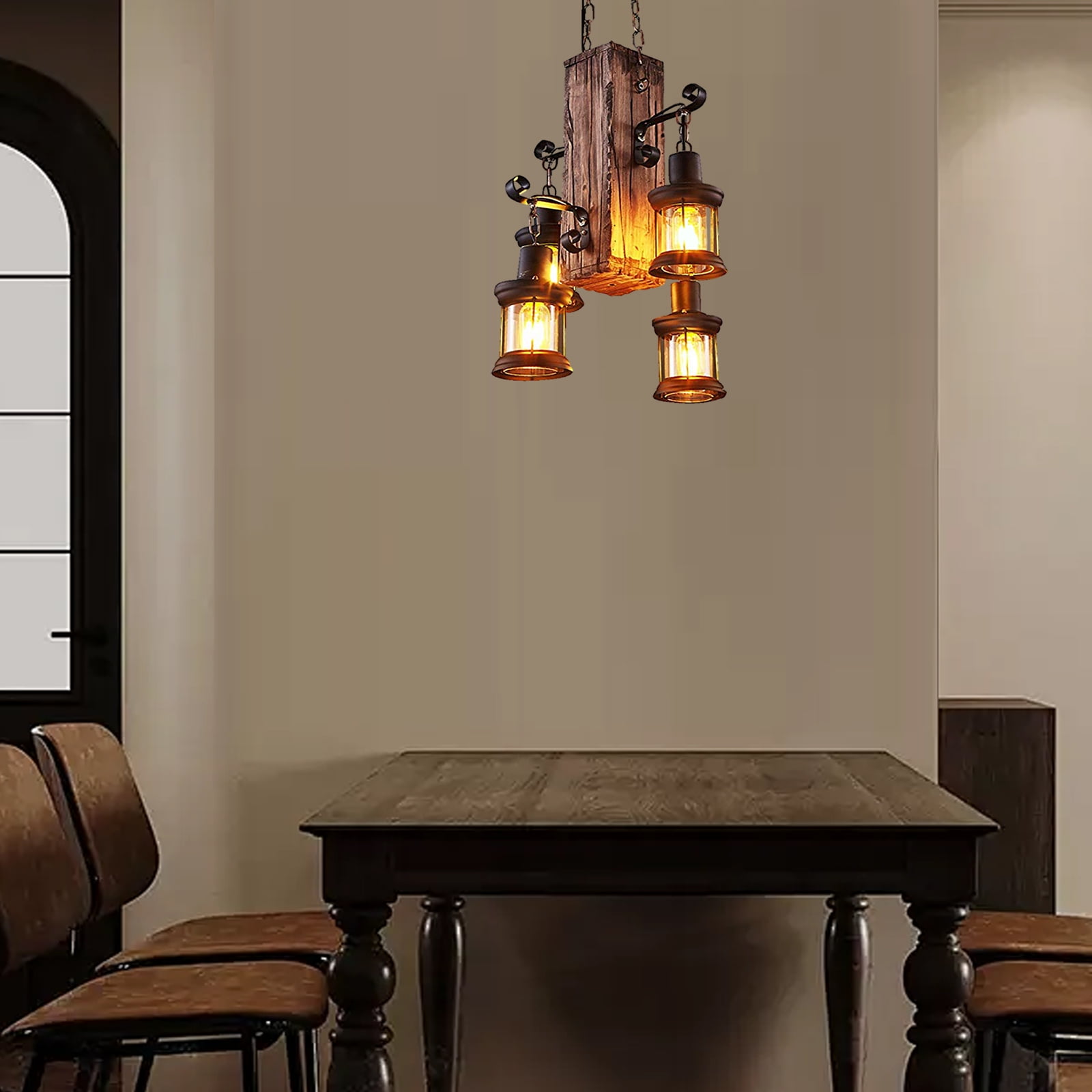 Wildnix Stylish Pendant Lights with Unique Wooden Body and 4 Split Lamp ...