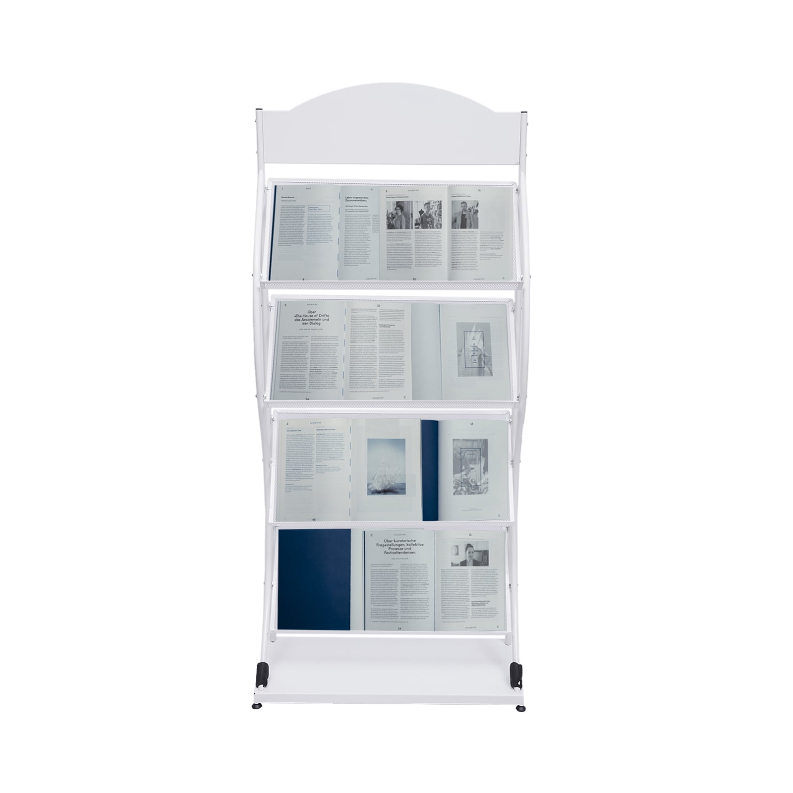 Wildnix Stylish White Magazine Display Stand with 4 Layers, 33 lbs ...