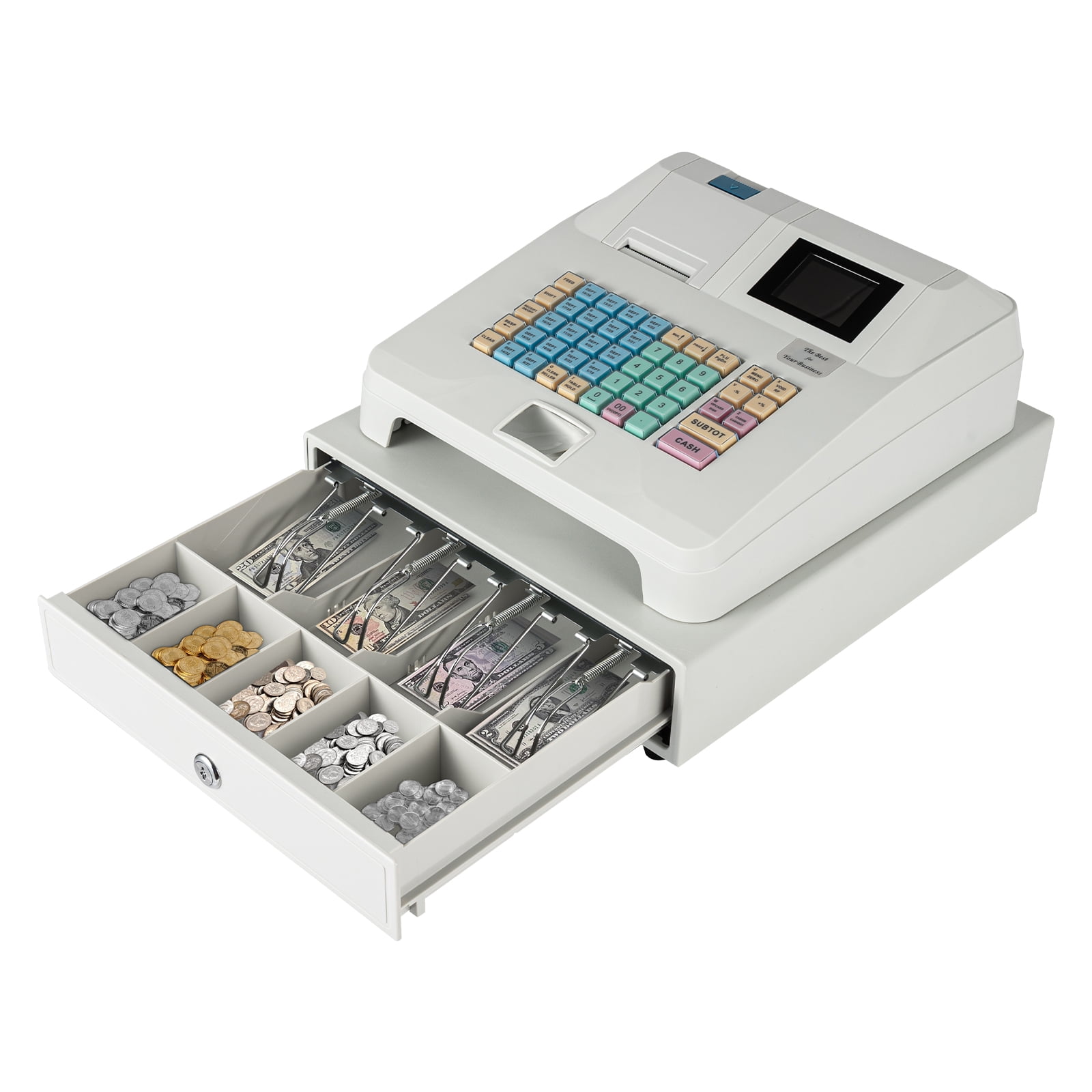 Wildnix Supermarket Cash Register with LCD Display, 4 Bill Compartments ...