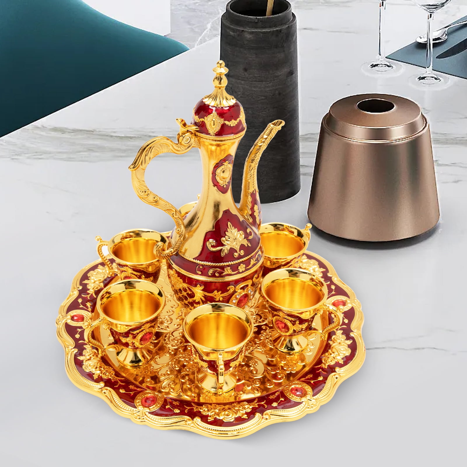 Wildnix Tea Set, High-Quality Zinc Alloy, Large Capacity Teapot (8.45Oz ...