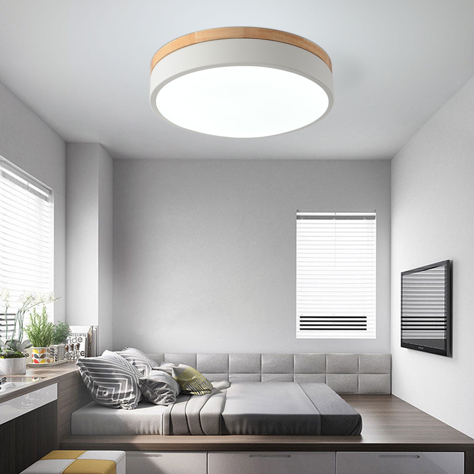 Wildnix Three-Color Temperature LED Wooden Ceiling Light, 360 ...