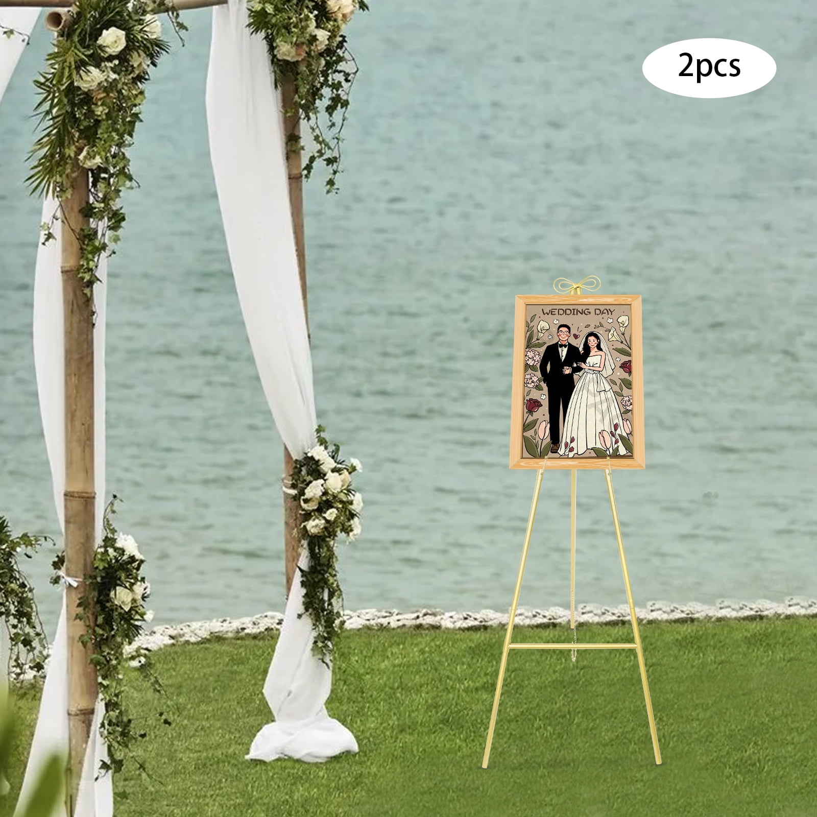 Wildnix Triangular Gold Roadway Wedding Display Easel Stand with ...