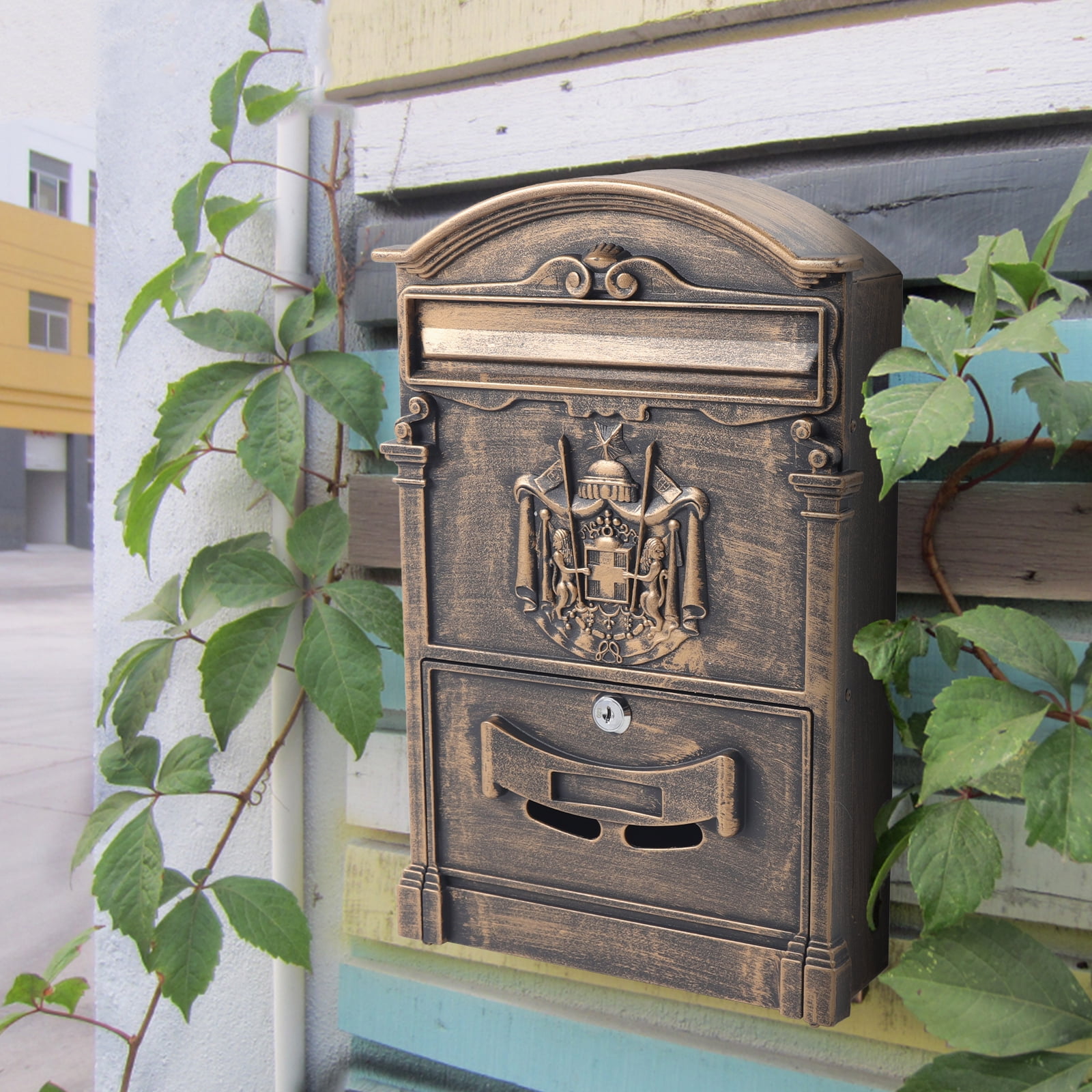 Wildnix Vintage Wall-Mounted Mailbox, European Retro Style, Large ...