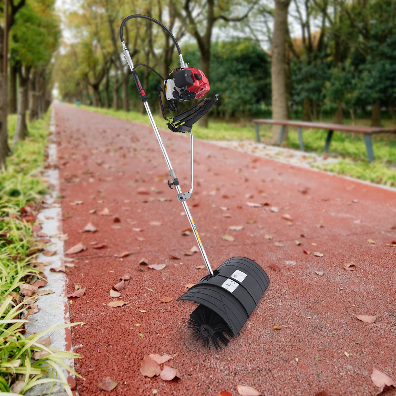 Wildnix Walk Behind Leaf Blower with Nylon Brush Head and Curved Baffle ...