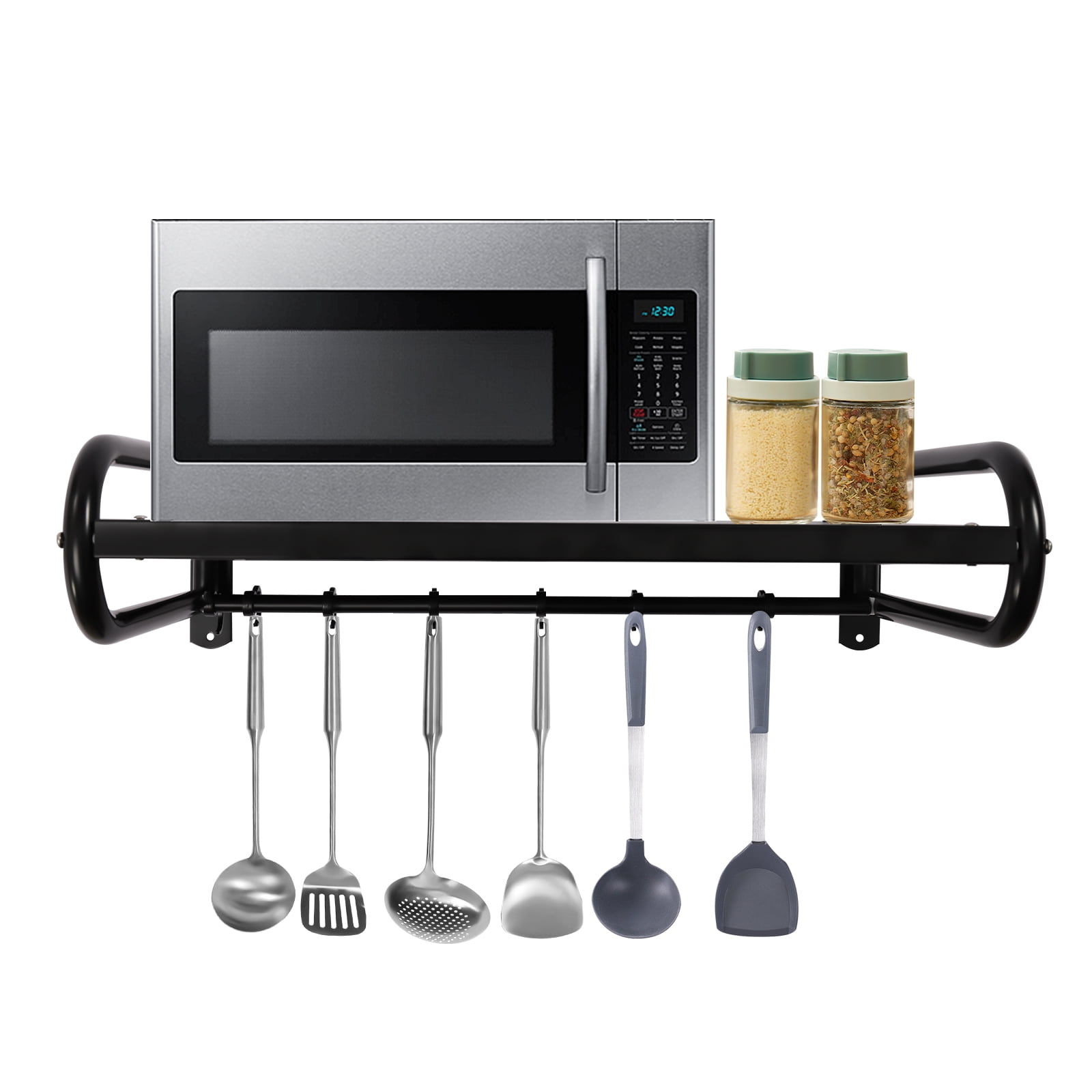 Wildnix Wall-Mount Microwave Oven Rack, Heavy-Duty Carbon Steel Shelf ...