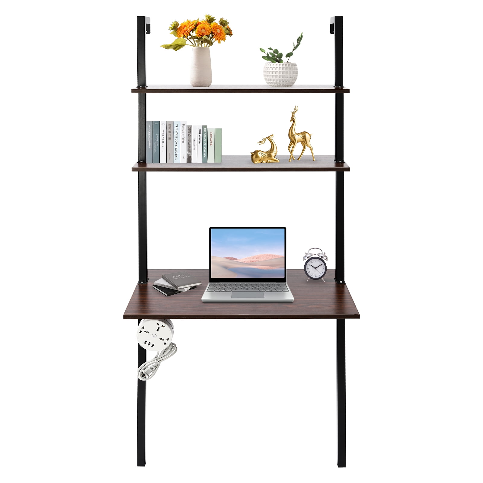 Wildnix Wall Mounted Desk Floating Computer Desk, 3-Tier Iron and Eco ...