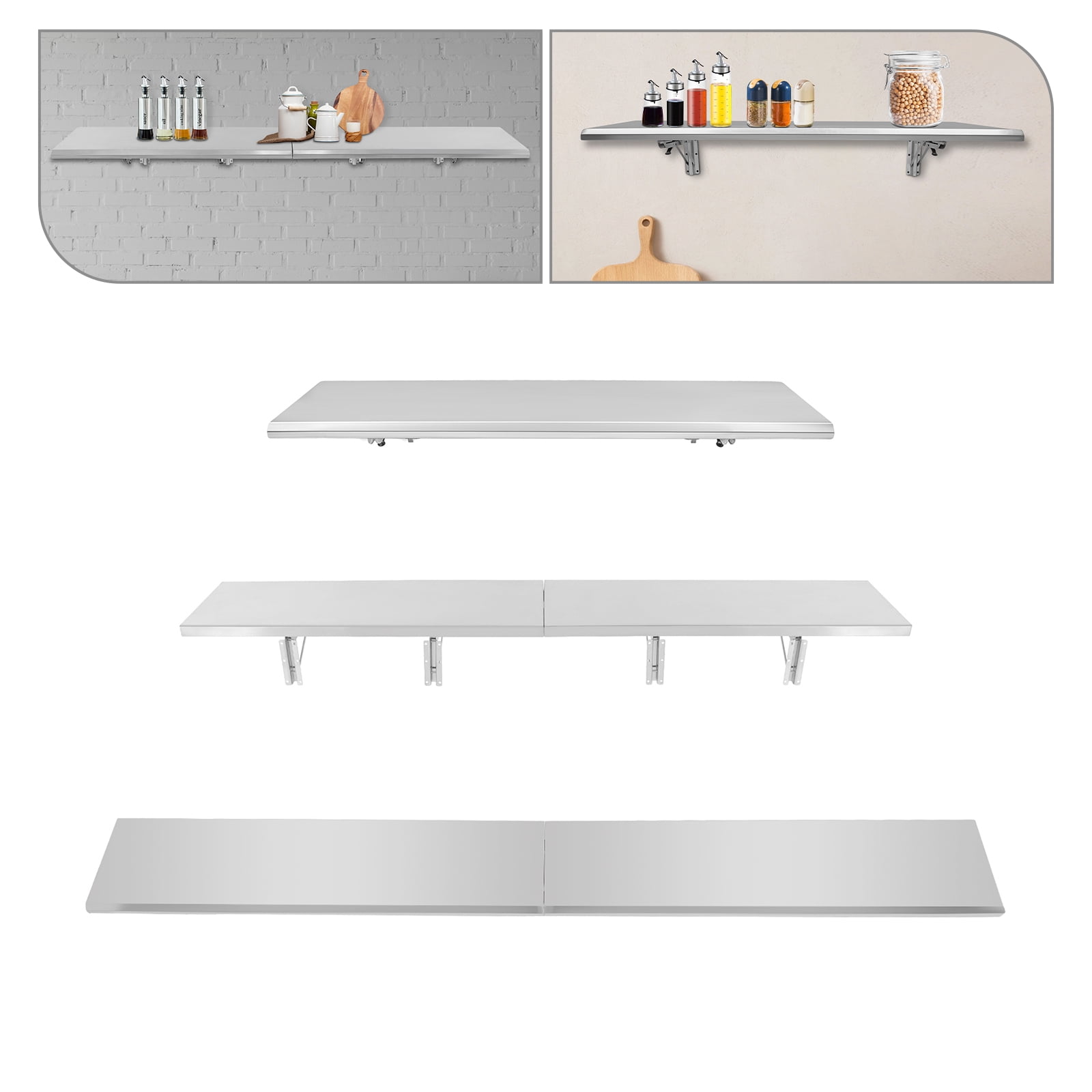 Wildnix Wall-Mounted Folding Serving Food Shelf, Stainless Steel with ...