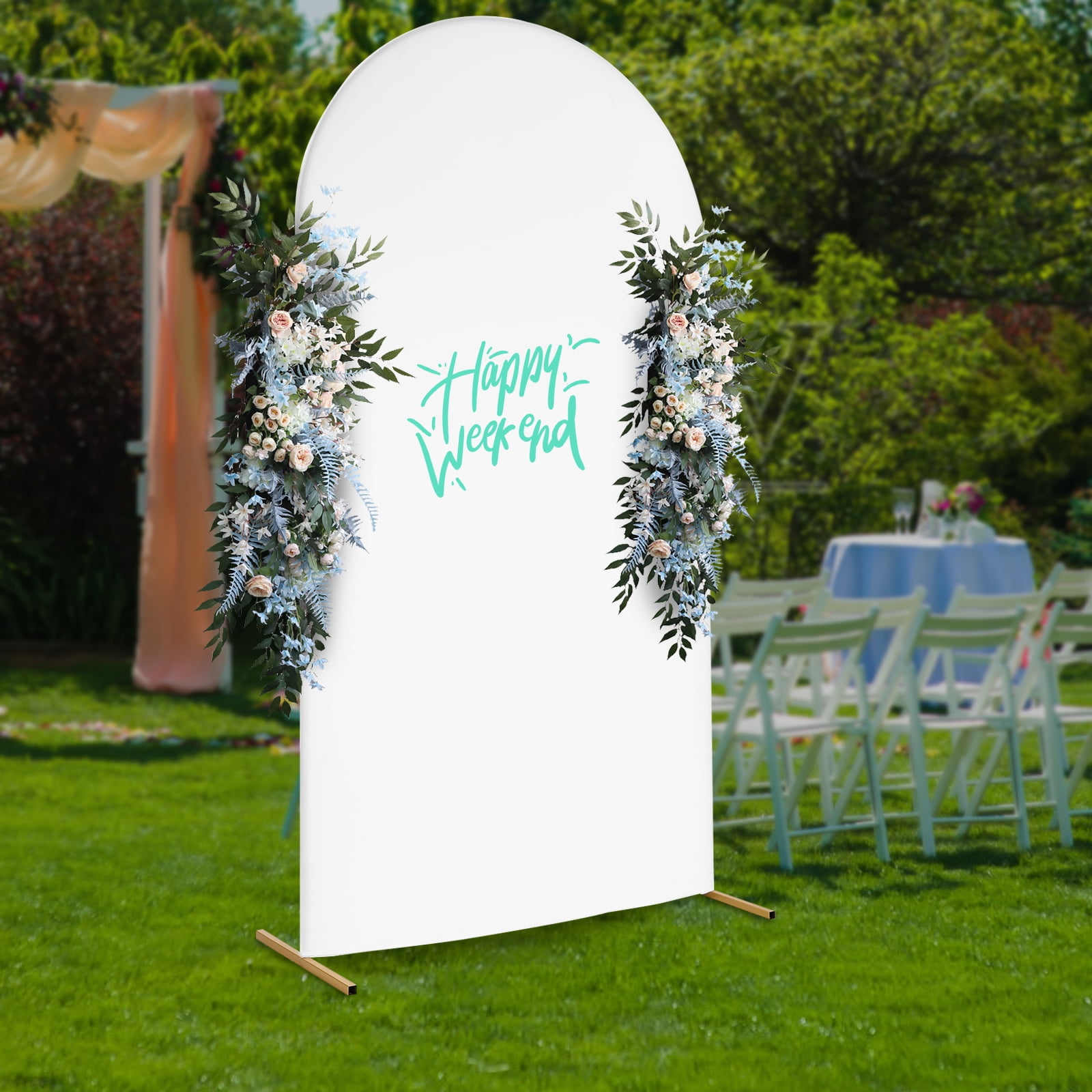 Wildnix Wedding Arch Stand with Gold and White Classic Design, Easy to ...