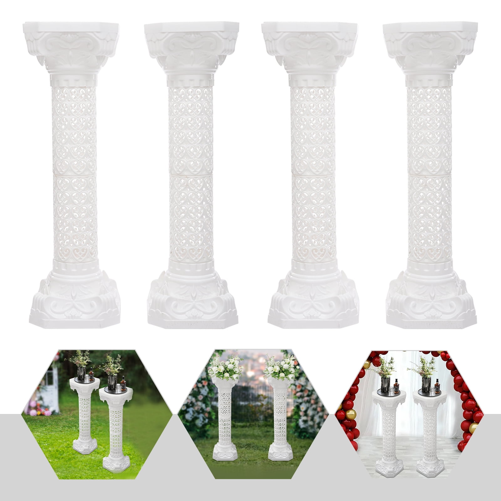 Wildnix Wedding Roman Column Pillars Set, 4-Piece Free Standing Plastic ...