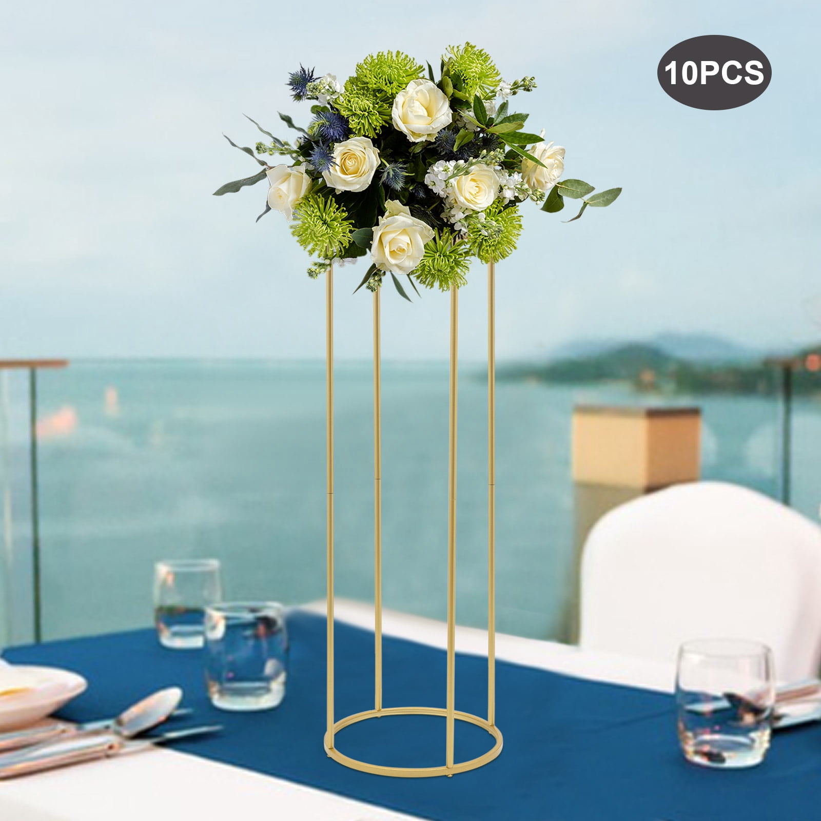 Wildnix Wedding Table Flower Stand, Pack of 10, Glossy Golden Surface ...