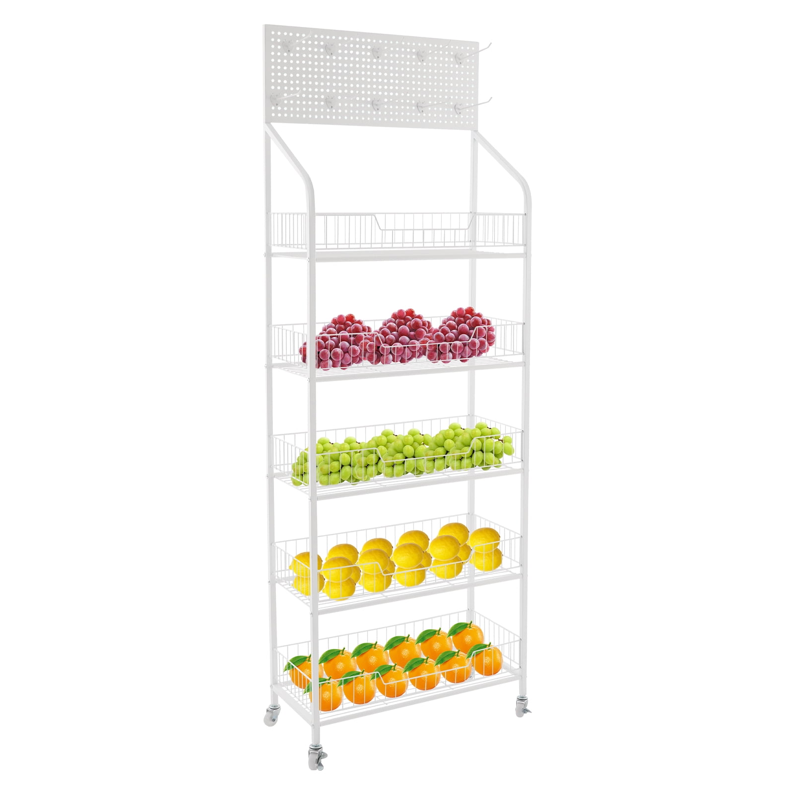 Wildnix White Retail Display Rack with 5 Tiers, 10 Hooks, Adjustable ...
