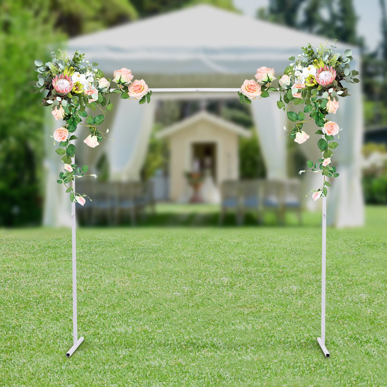 Wildnix White Wedding Arch Stand, Free-Standing Square Iron Frame, 2x2m ...