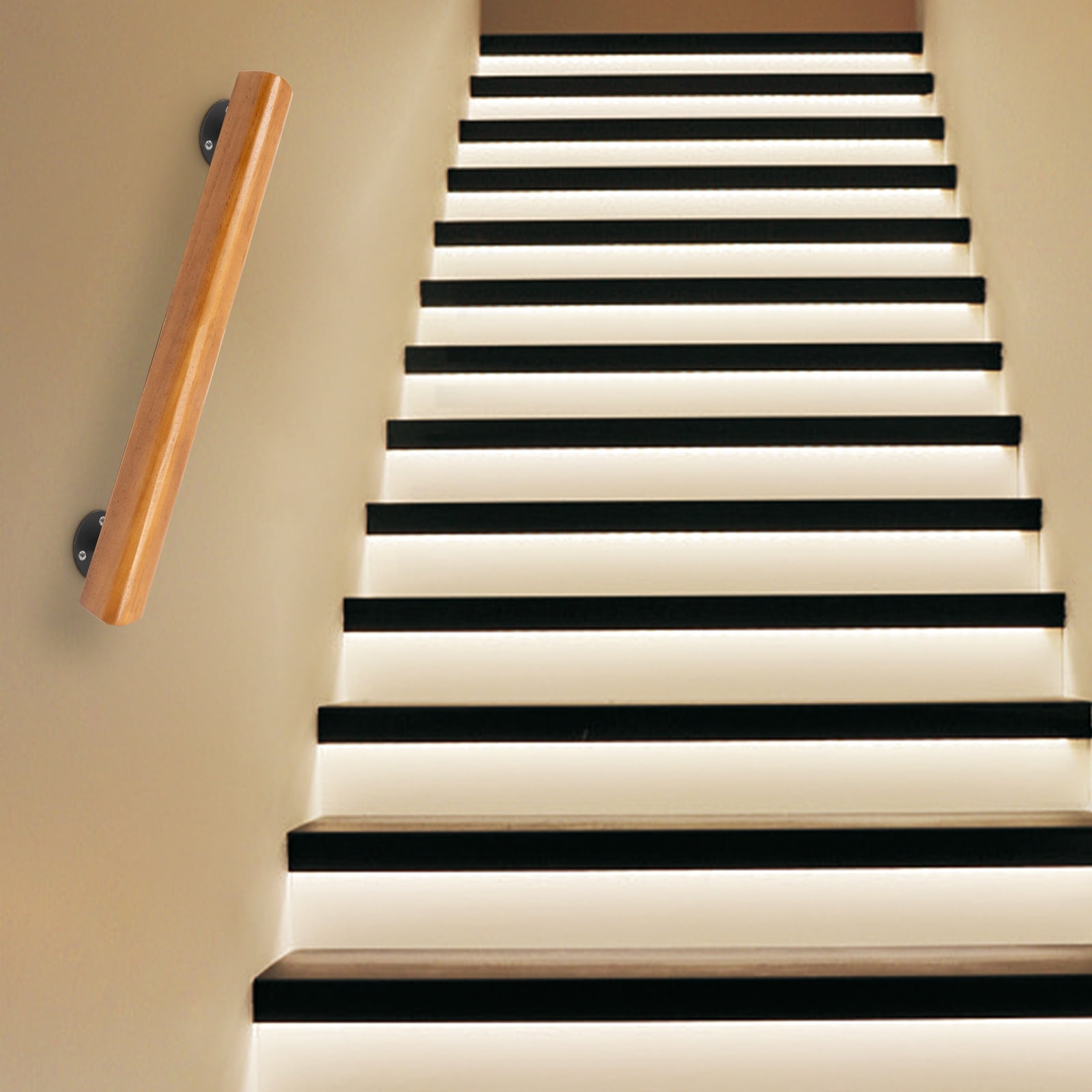 Wildnix Wood Handrails for Indoor Stairs, Solid Pine Wood with Rounded ...