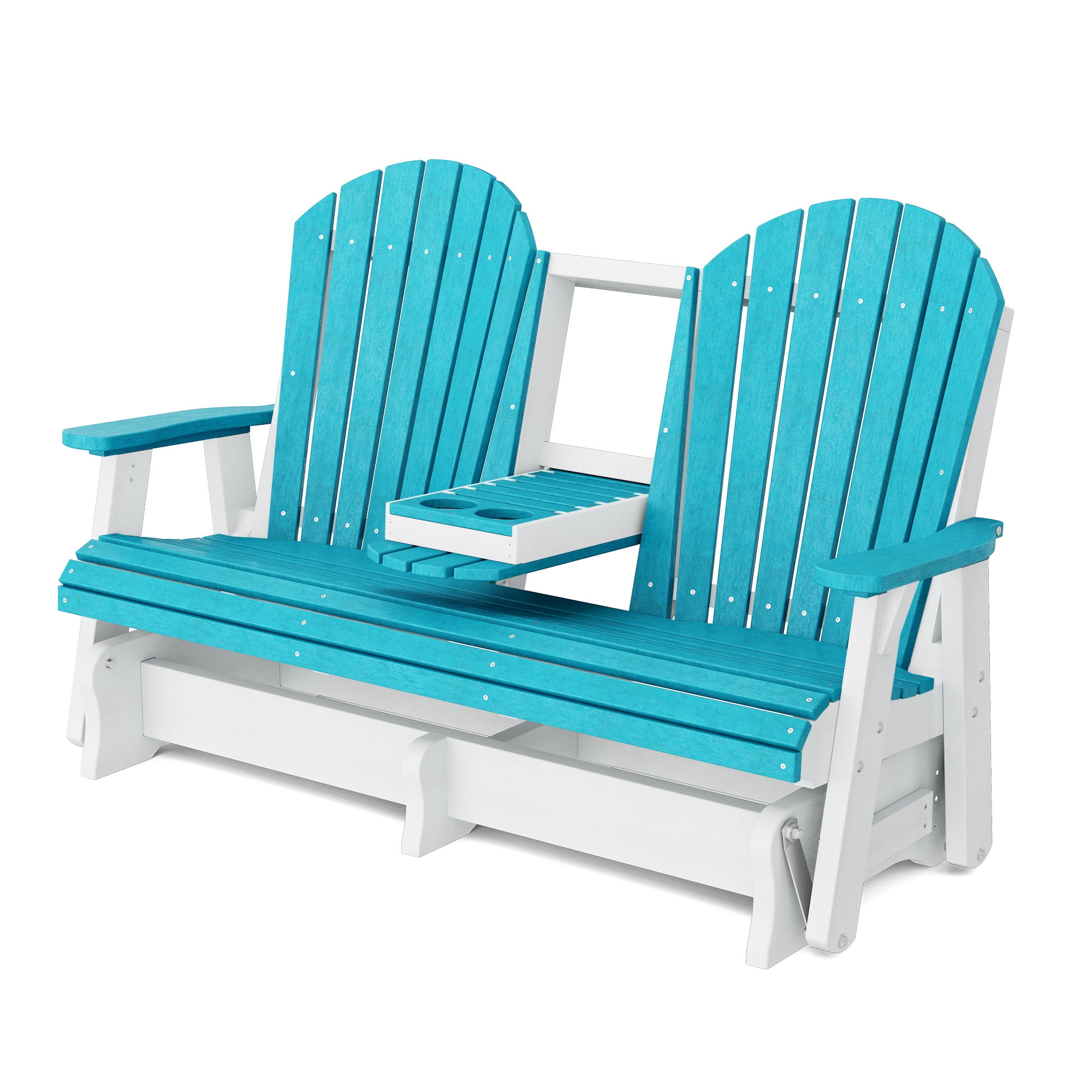 Wildridge Heritage 5' Glider with Console Glider, Aruba Blue and White ...